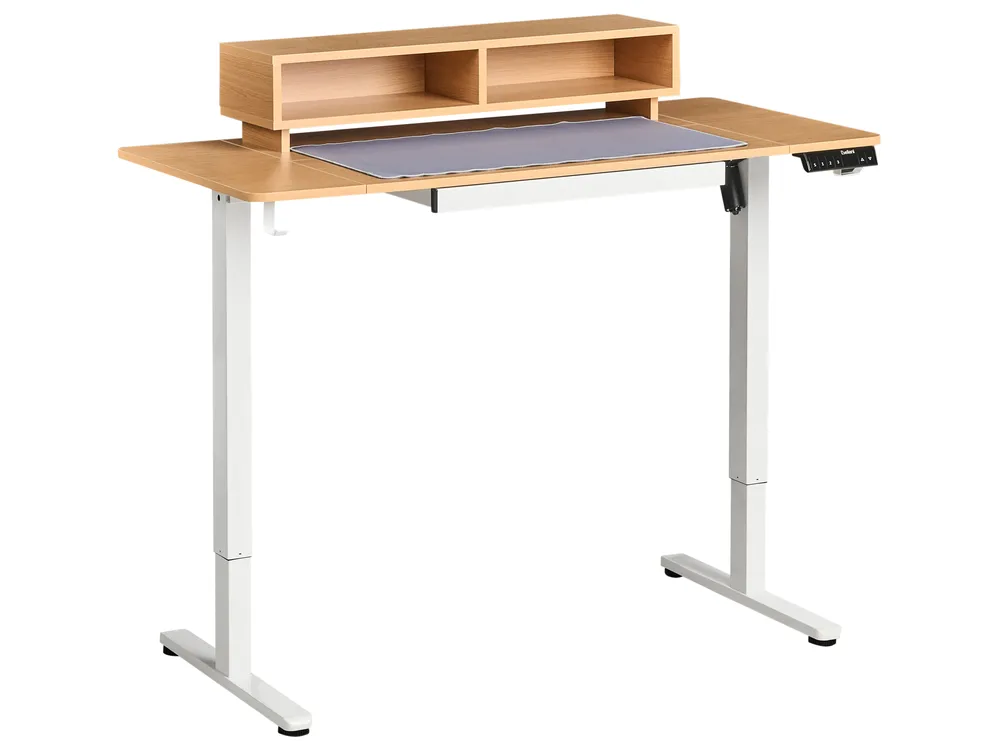 Electric Adjustable Standing Desk LUCAMA Light Brown/ White 120 cm 60 ...