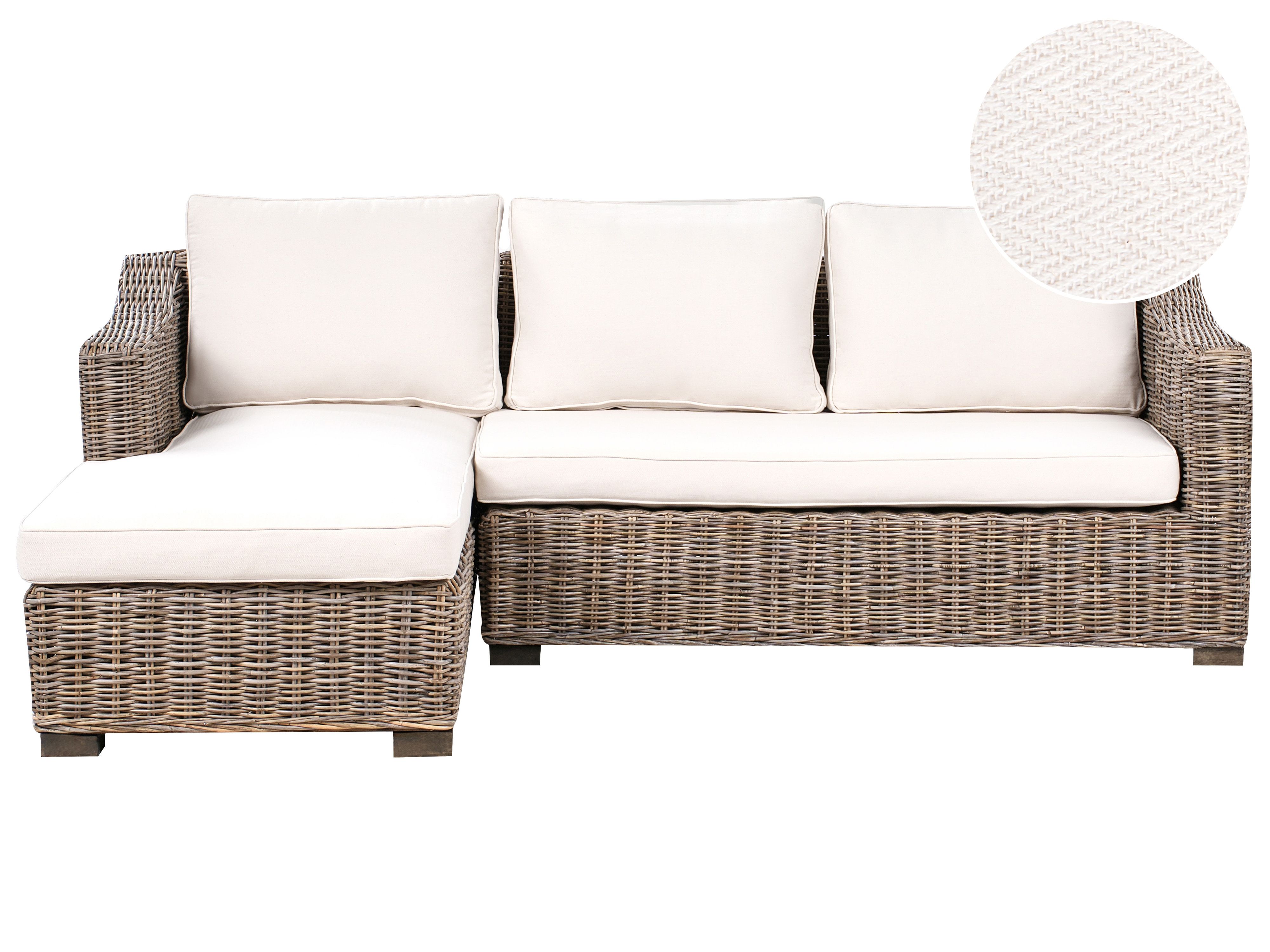 Garden Corner Sofa 3 Seater VALLETRI Right Hand Rattan Grey | Beliani.co.uk