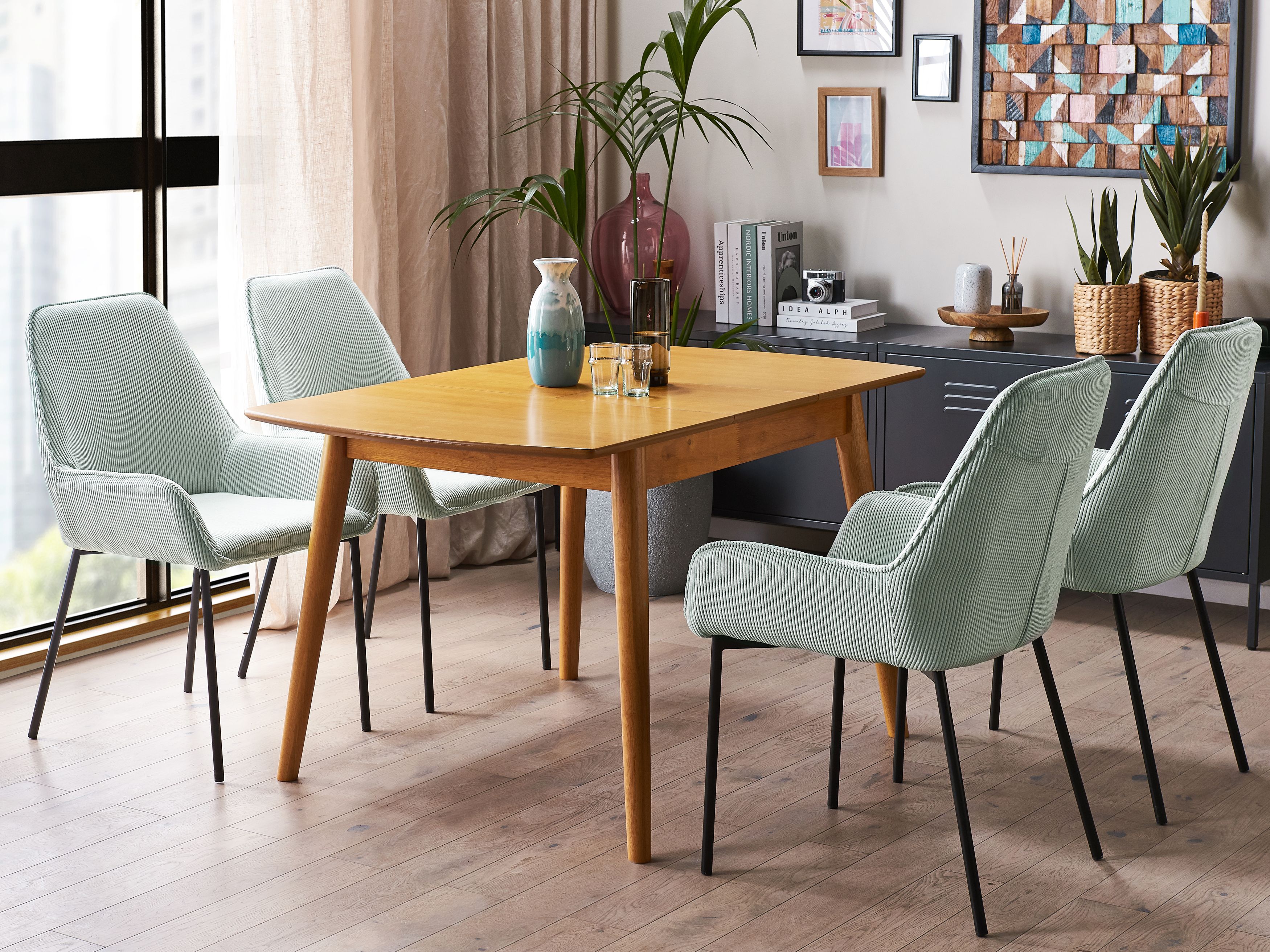 Extending Dining Table 100/130 x 80 cm Light Wood TOMS | Beliani.co.uk