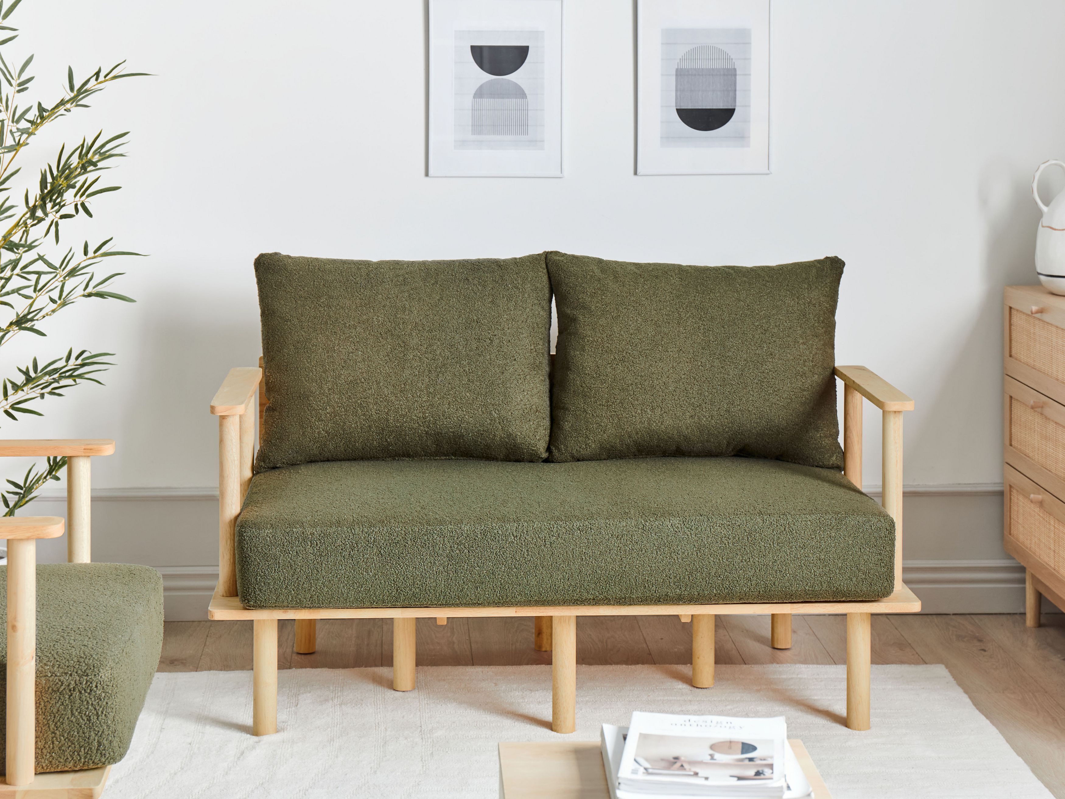 2 Seater Boucle Sofa Dark Green ASKER | Beliani.co.uk