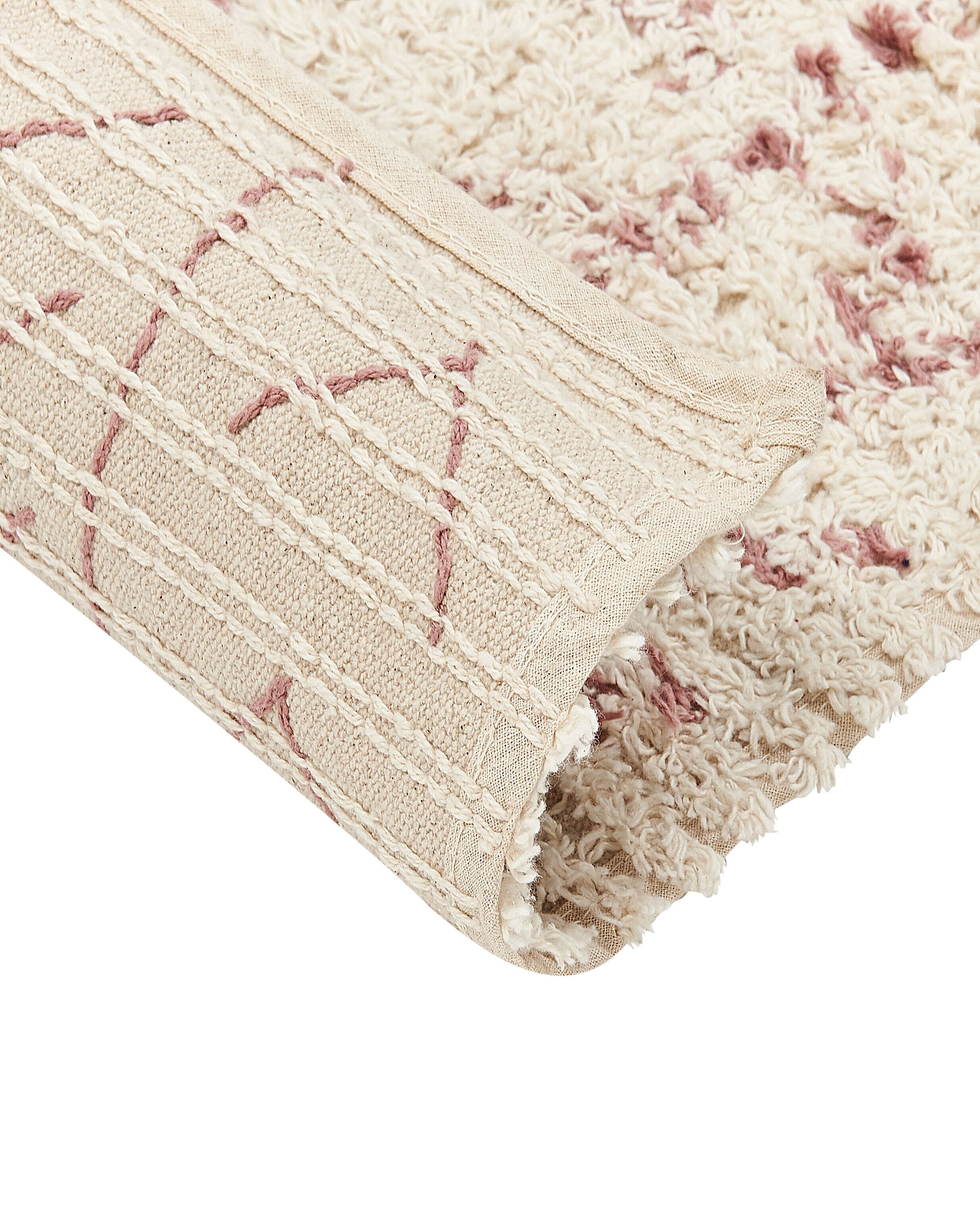 Matta 160 x 230 cm bomull beige/rosa EDIRNE | Beliani.se