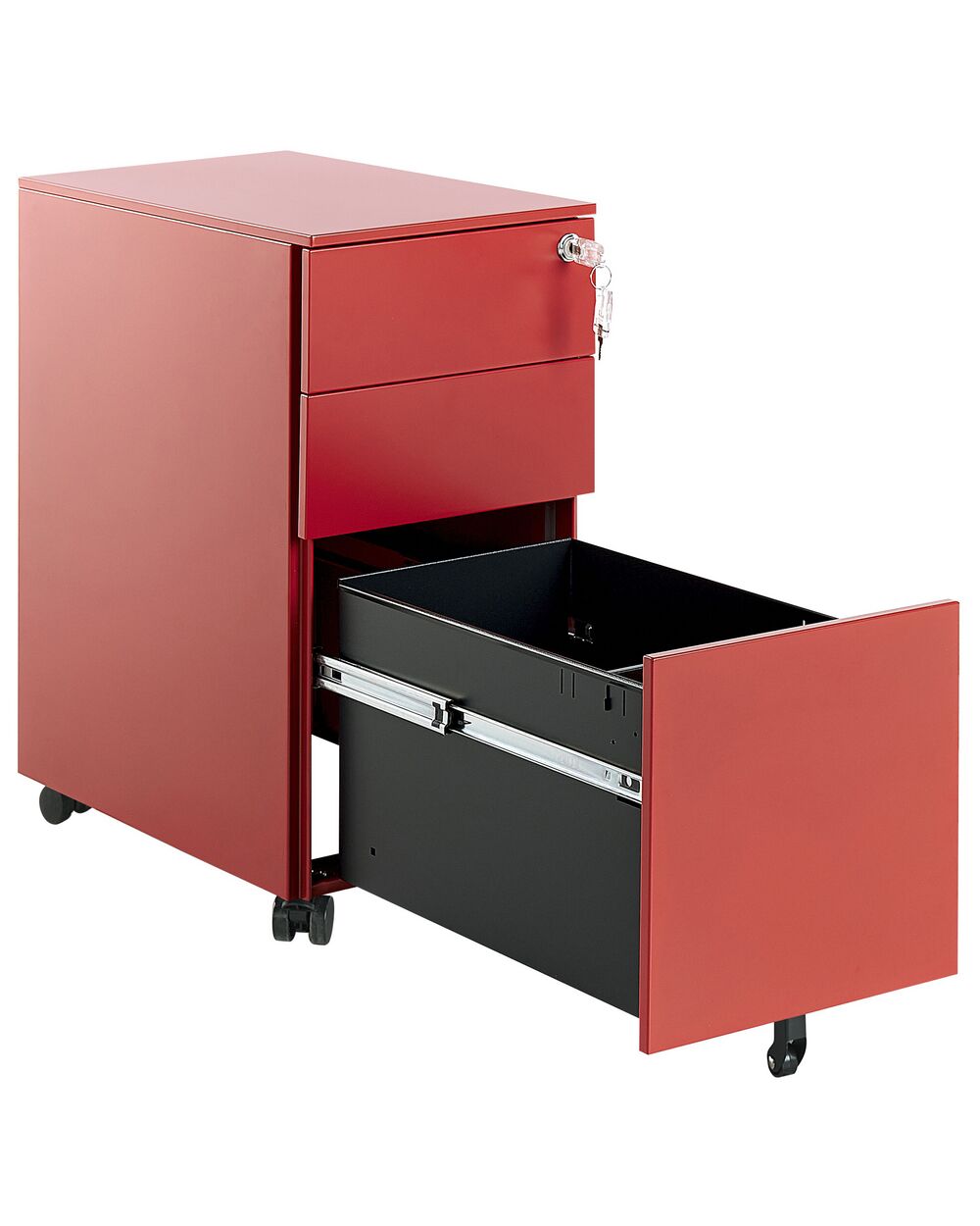 3 Drawer Metal Filing Cabinet Red BOLSENA Beliani