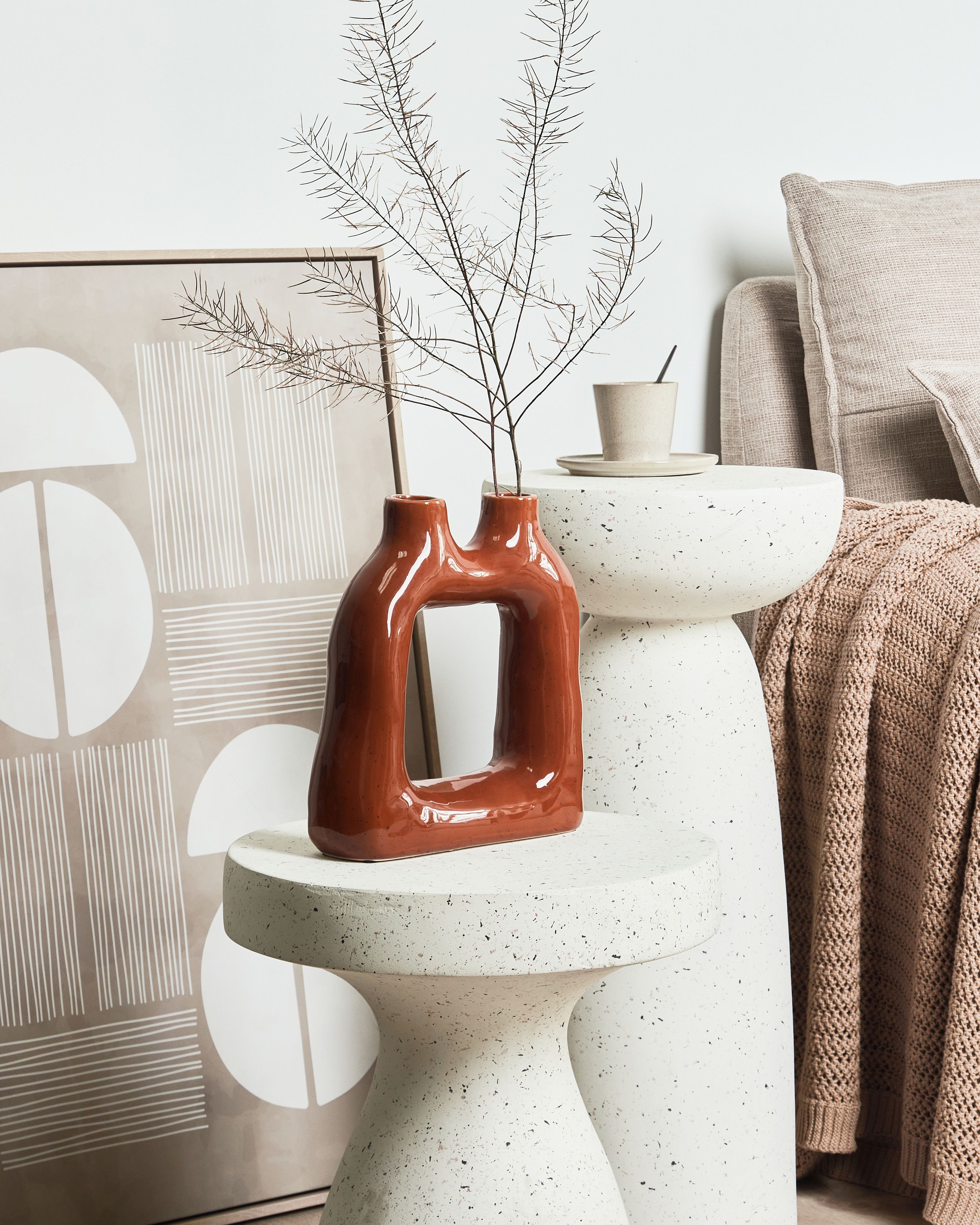 Virágtartó váza MULLET Kőcserép 28 cm Barna | Beliani.hu