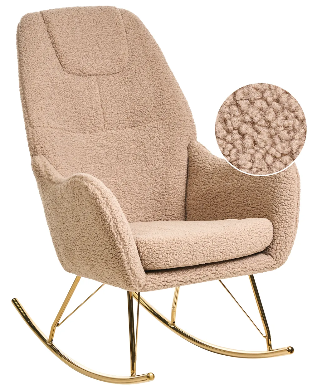 Schommelstoel ANASET Bouclé Zandbeige | Beliani.nl