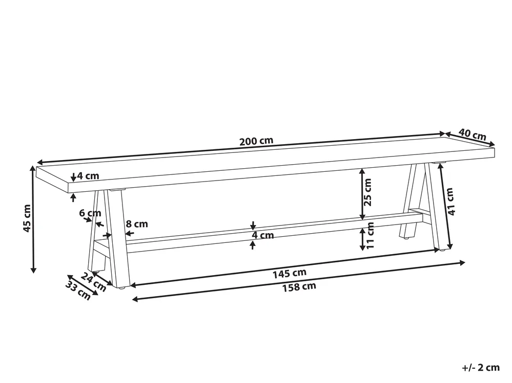 concrete bench dimensions