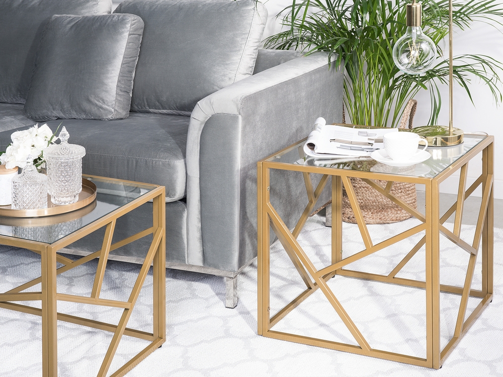 Glass Top Side Table Gold ORLAND Beliani