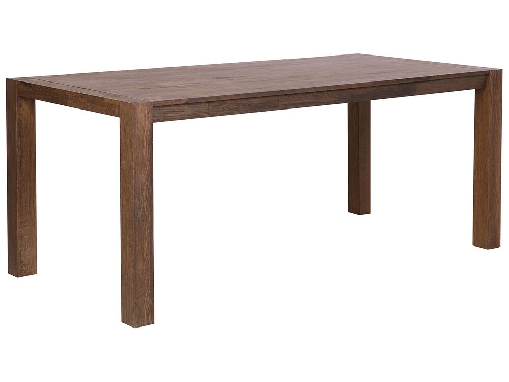 Oak Dining Table 180 x 85 cm Dark Brown NATURA Beliani