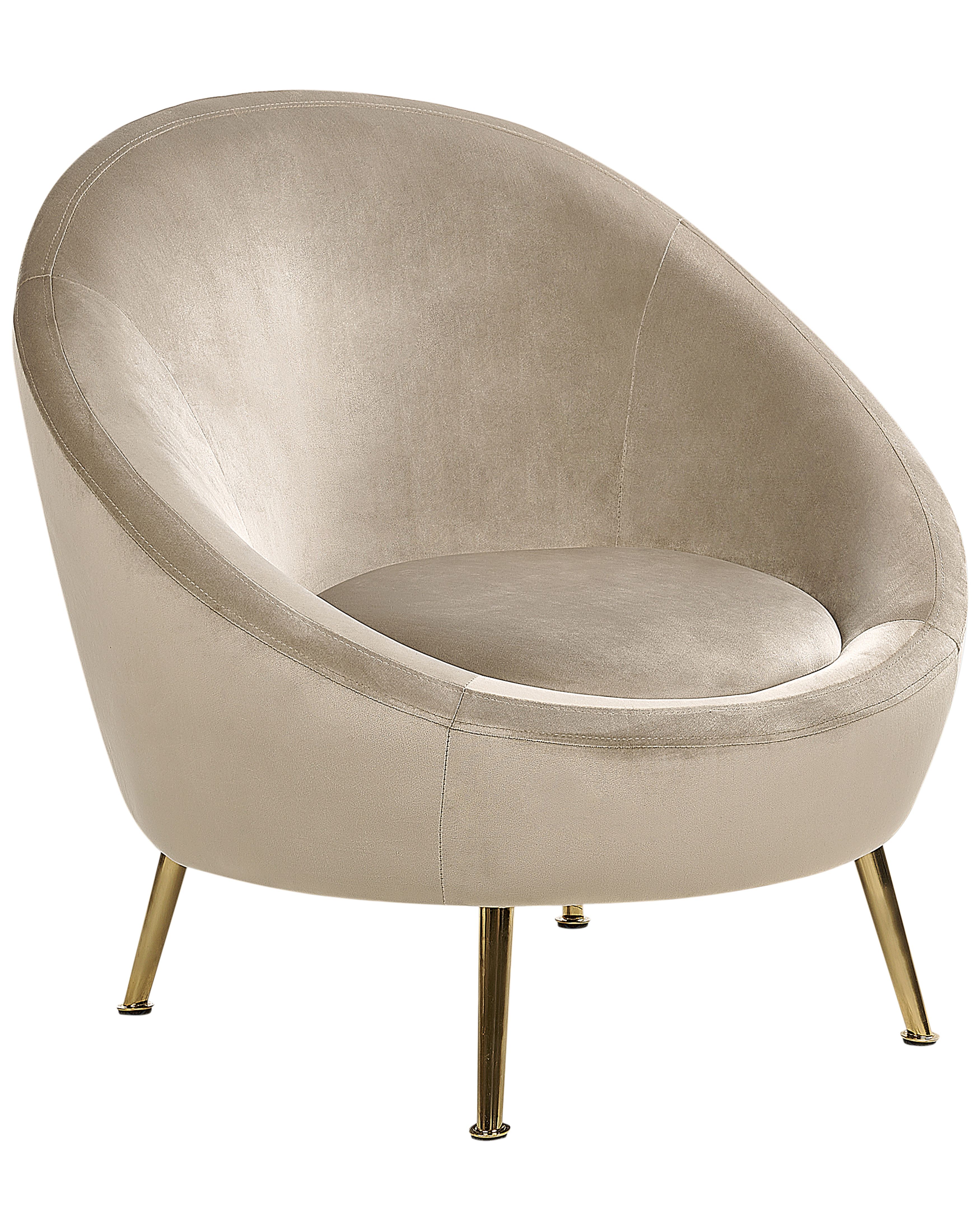 Velvet Armchair Taupe LANGA | Beliani.co.uk
