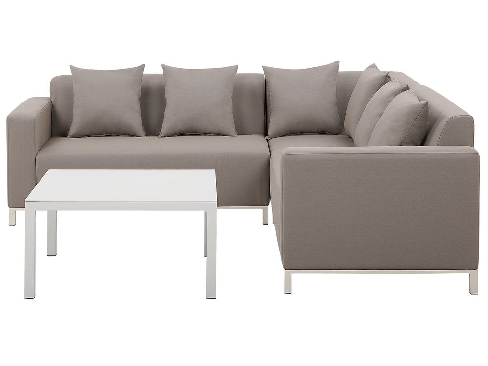 Left Hand 5 Seater Modular Garden Corner Sofa Set Beige BELIZE Beliani