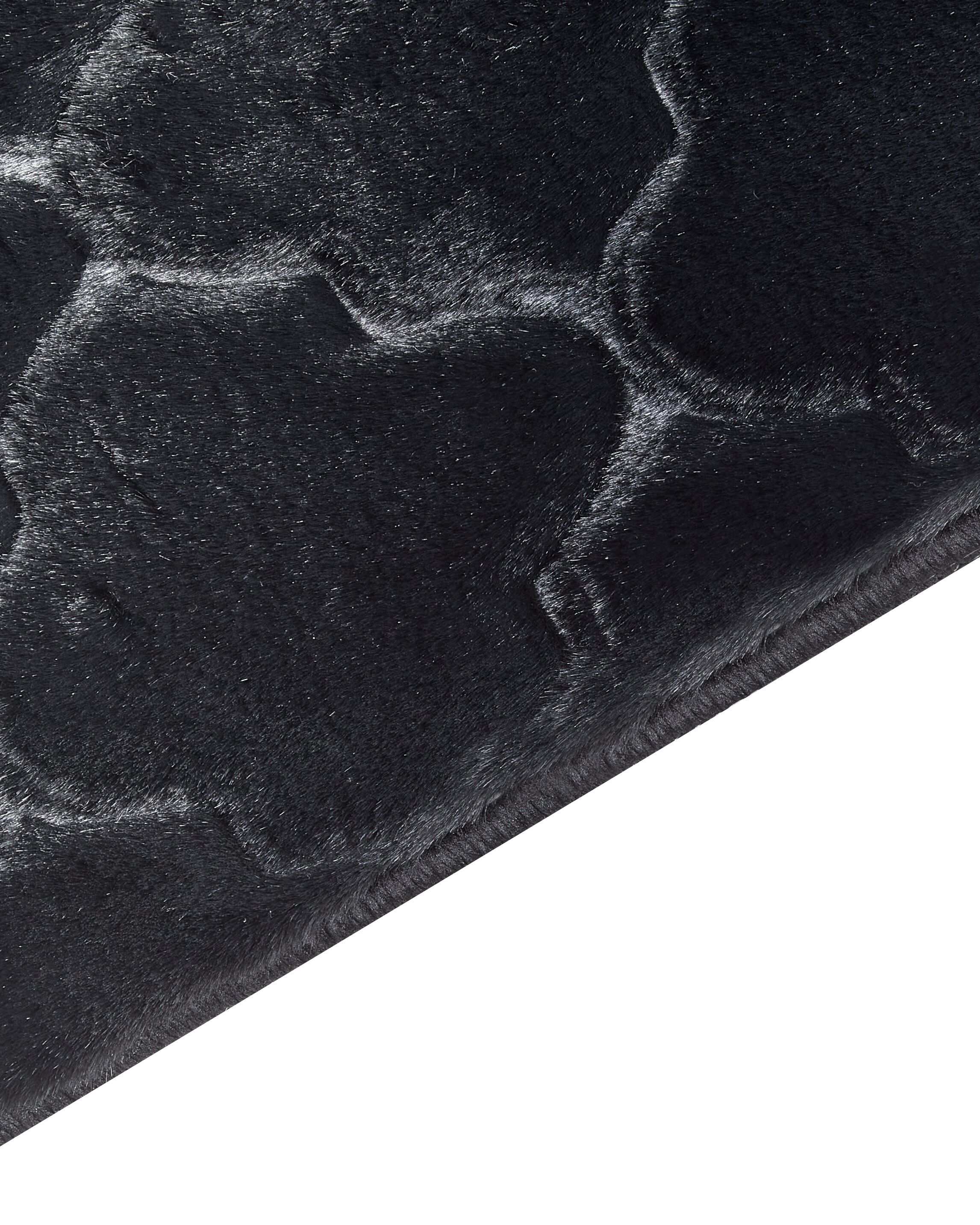 Faux Fur Rug GHARO Black 80 x 150 cm | Beliani.co.uk