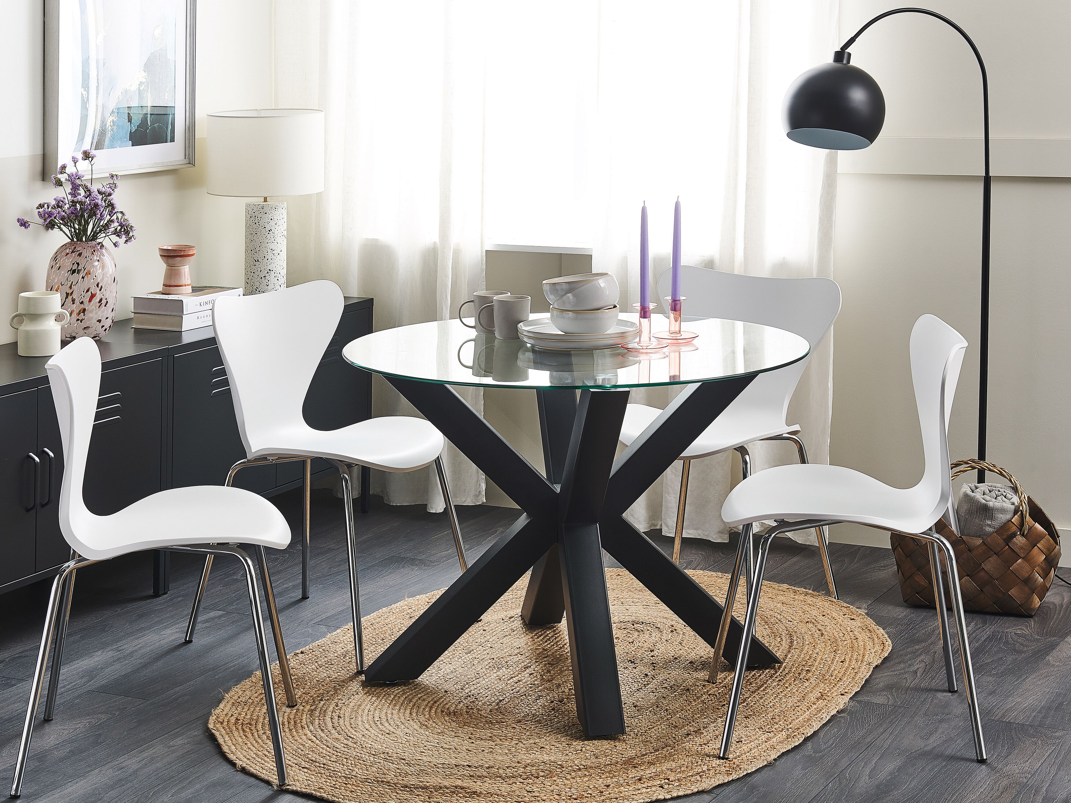 Dining Table OTIUM Black 100 cm 100 cm | Beliani.co.uk