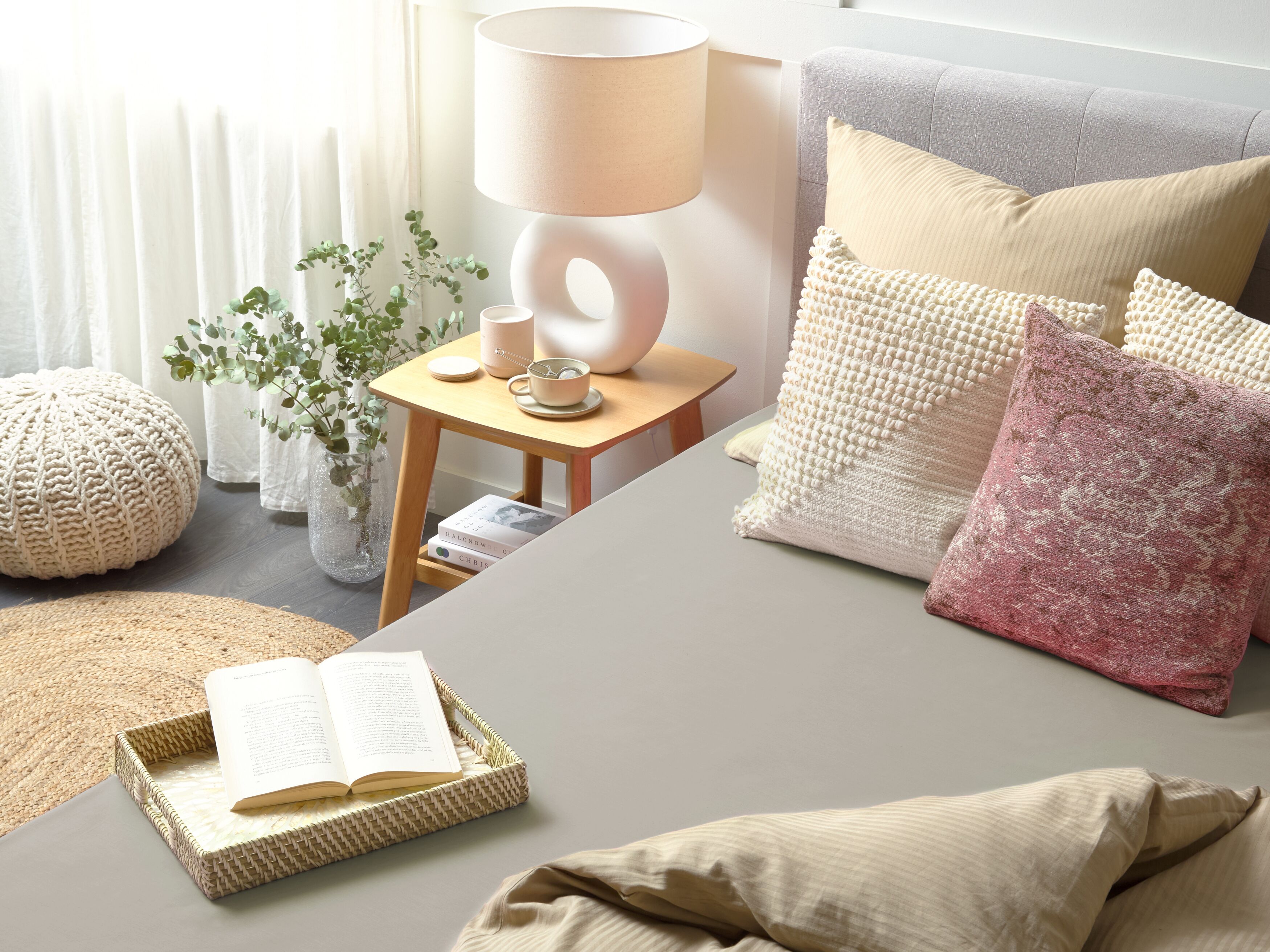 Drap housse JANBU Coton 140 x 200 cm Taupe | Beliani.fr