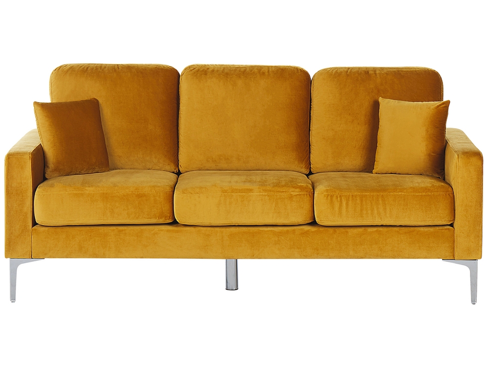 3 Seater Velvet Sofa Yellow GAVLE Beliani