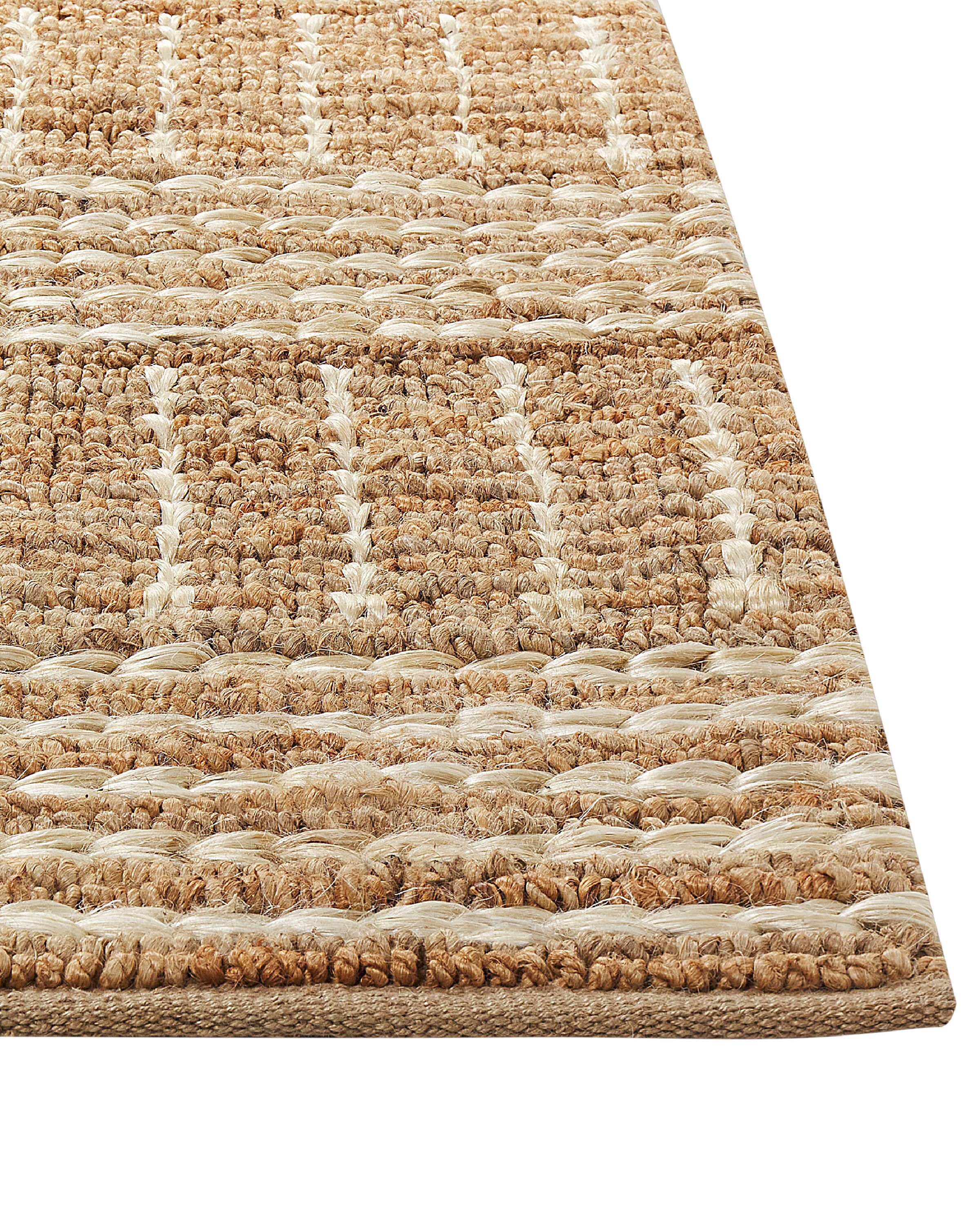 Teppich Jute beige 160 x 230 cm Streifenmuster Kurzflor KAMBERLI ...