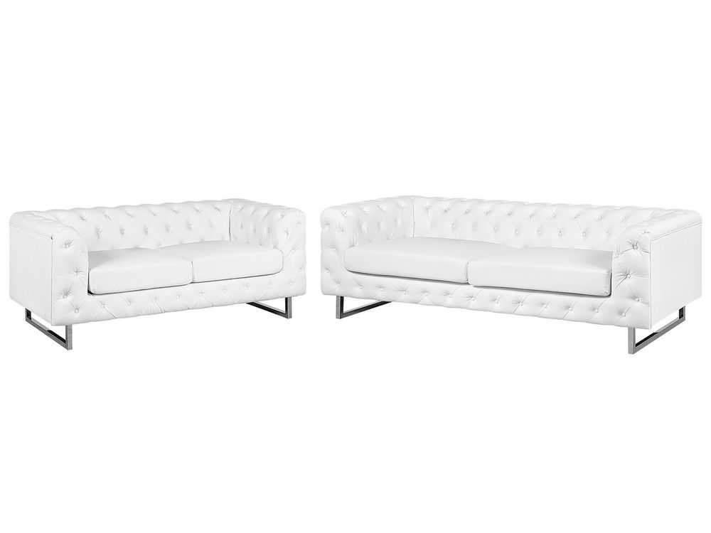 Faux Leather Sofa Set White VISSLAND Beliani