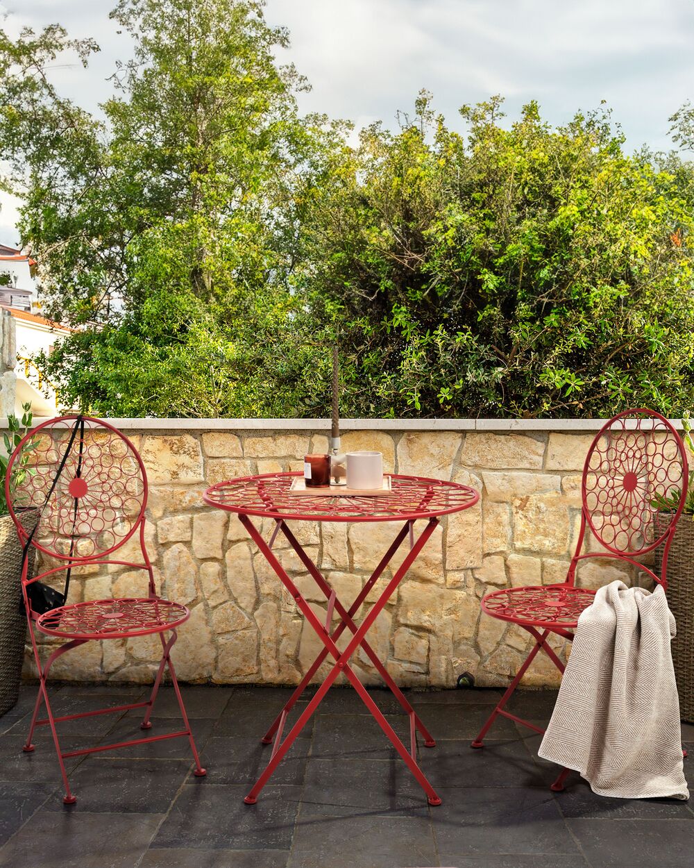 Set of 2 Garden Chairs SCARIO Metal Red Beliani