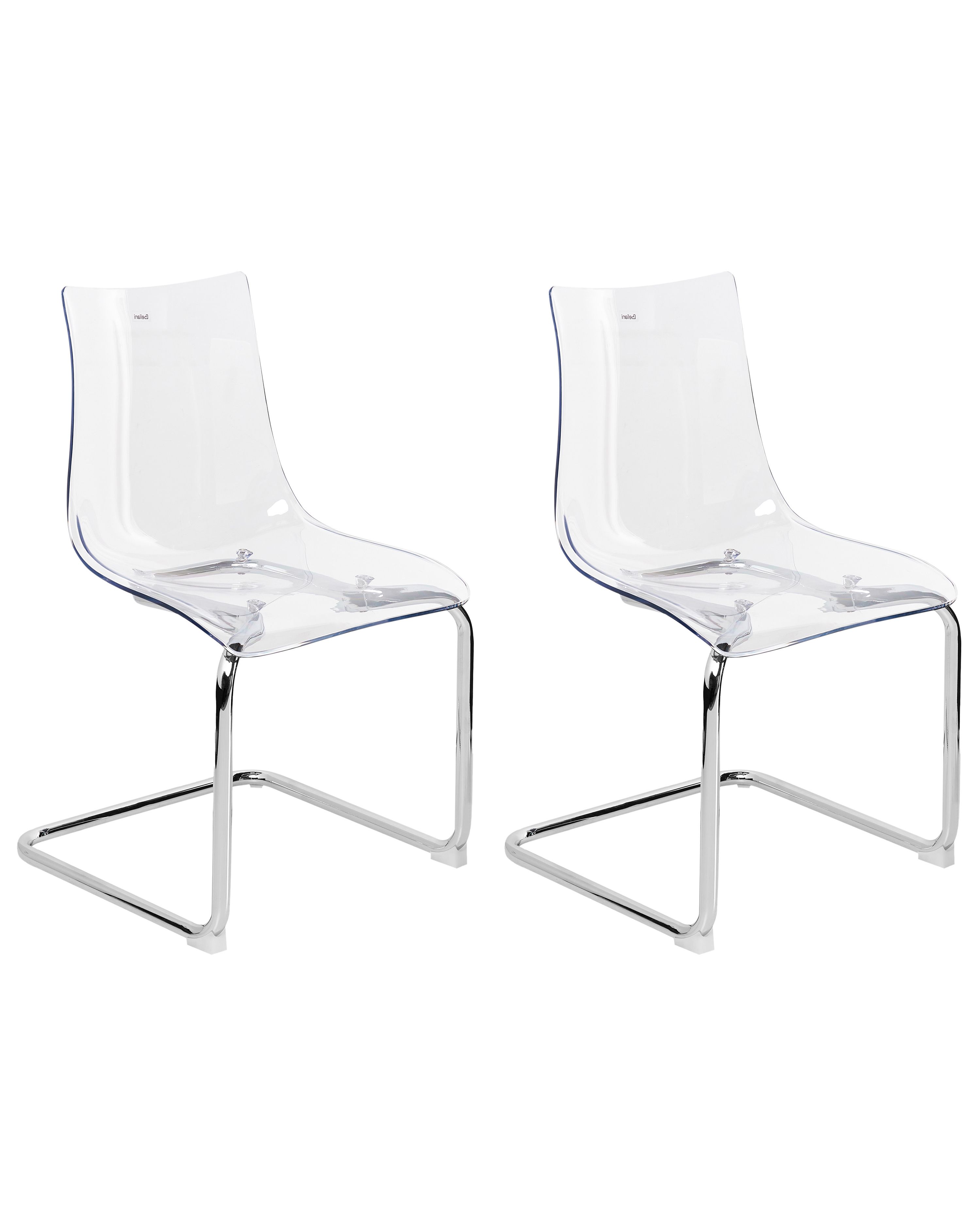 Conjunto de 2 cadeiras de jantar MARSHALL Transparente | Beliani.pt