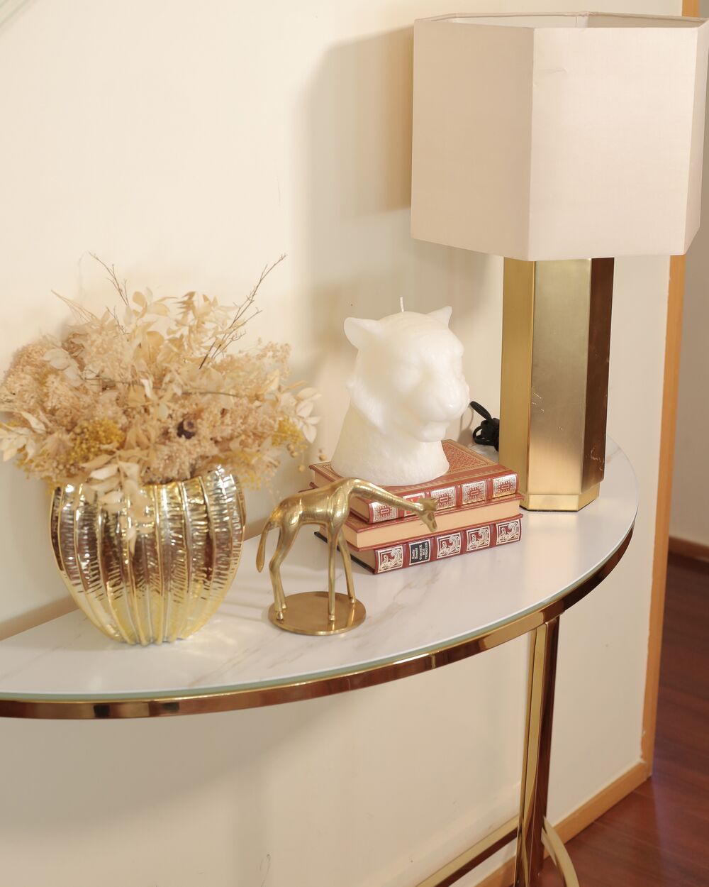 White and gold console table store