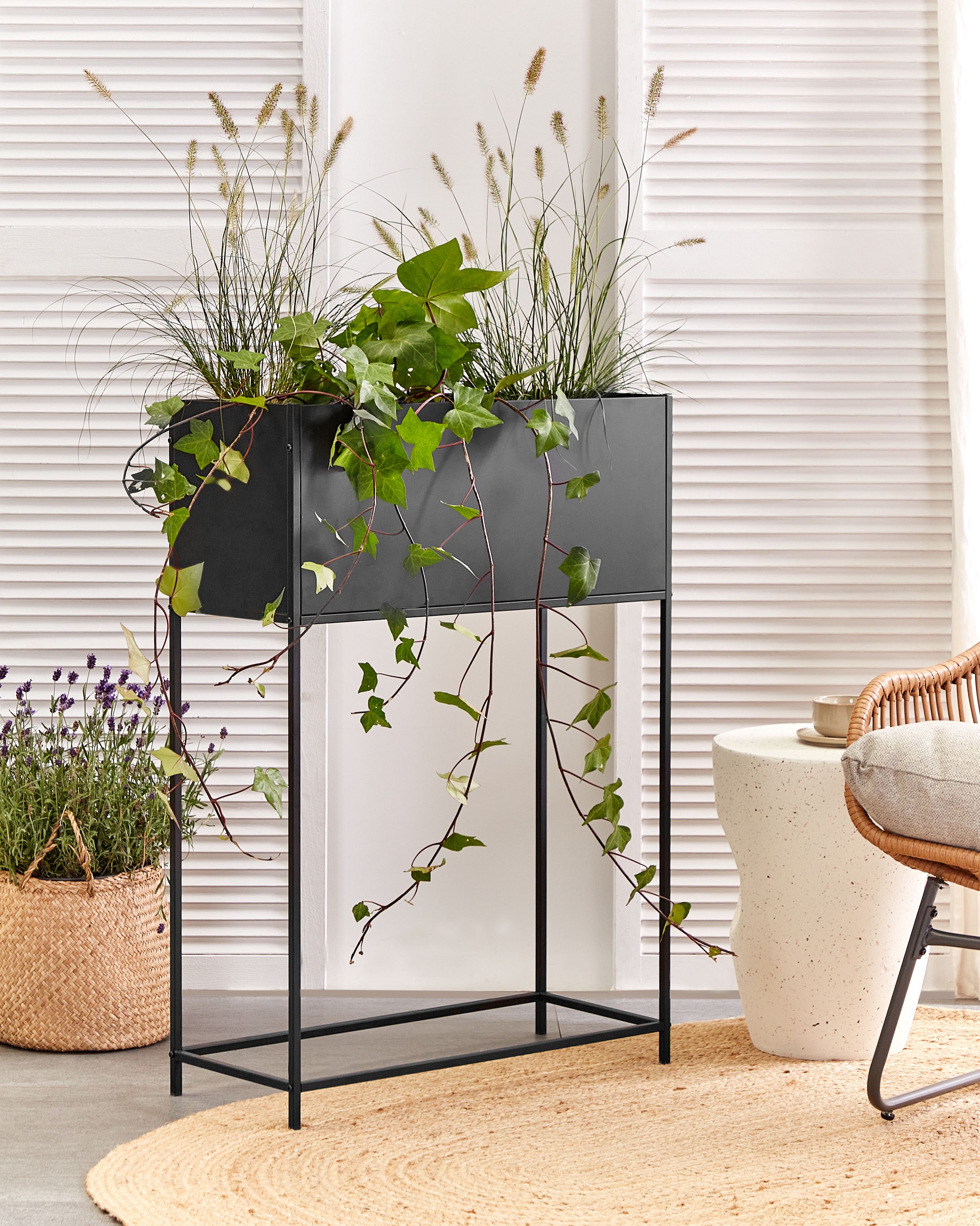 Elevated Plant Pot TAPIEN Metal Black | Beliani.co.uk