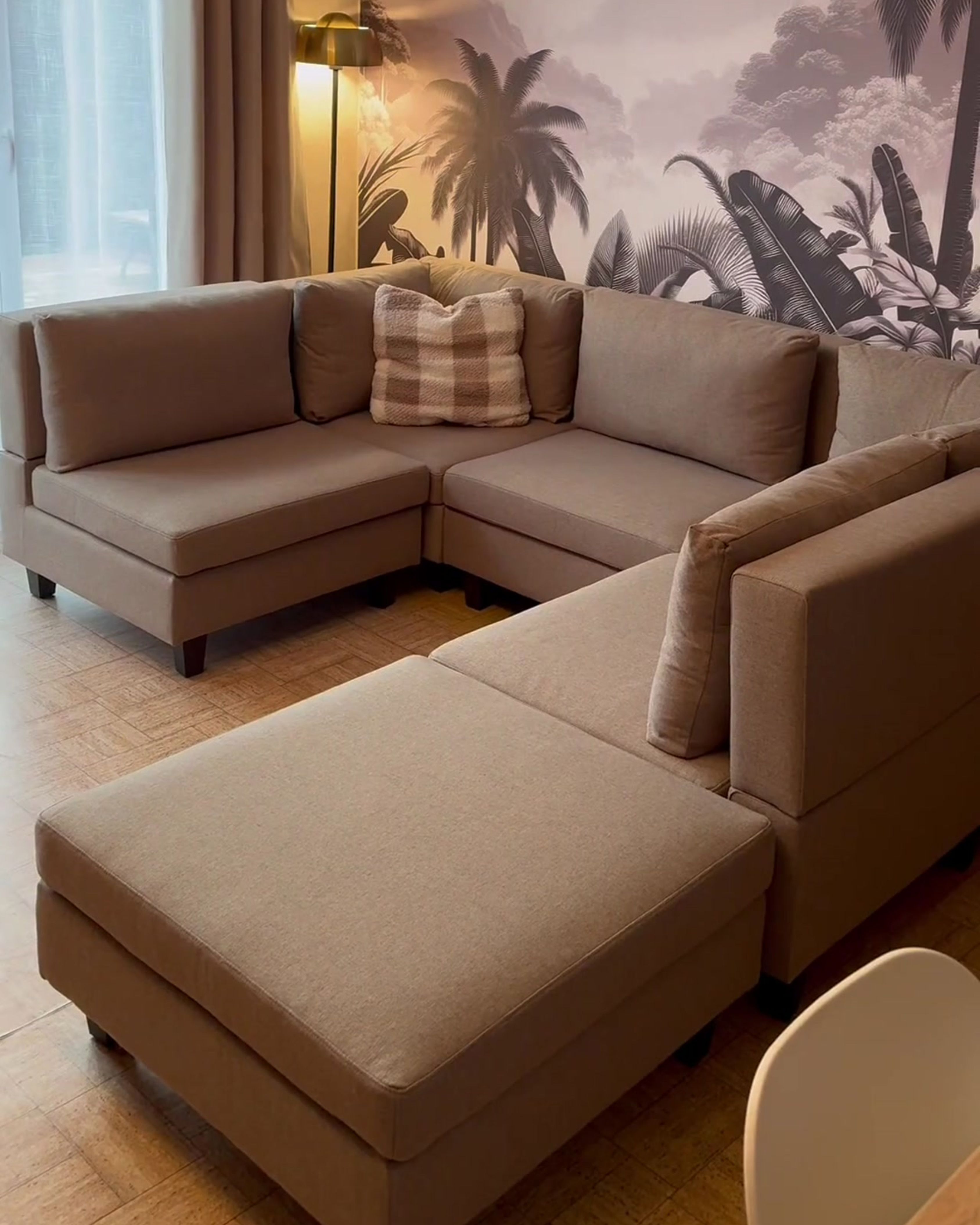 Canapé modulable en forme de U 5 places UNSTAD Tissu Marron | Beliani.fr