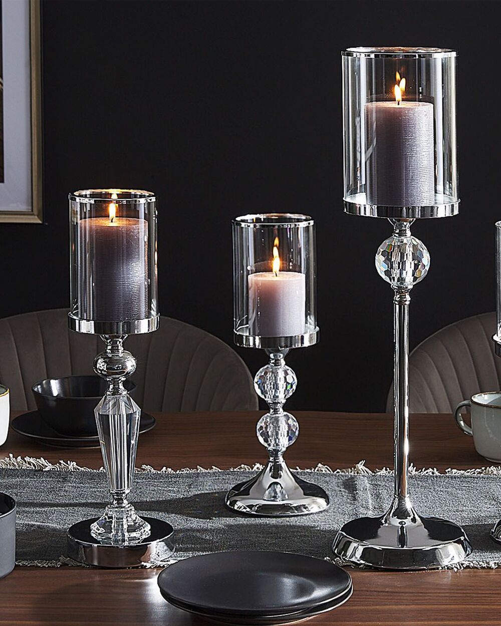Candle Holder COTUI Glass Silver Beliani