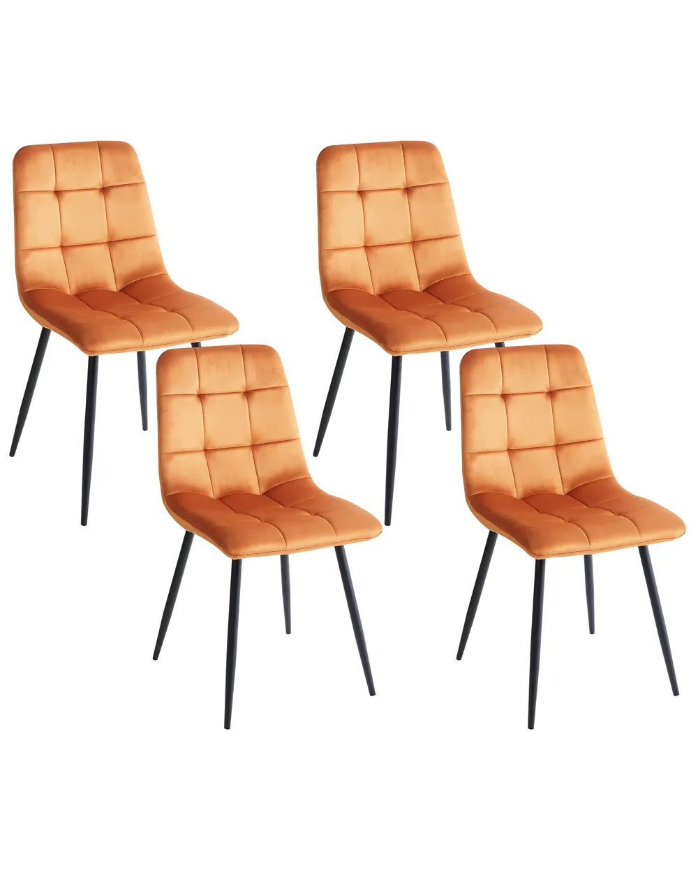 Set of 4 Dining Chairs POWELL Velvet Orange | Beliani.co.uk