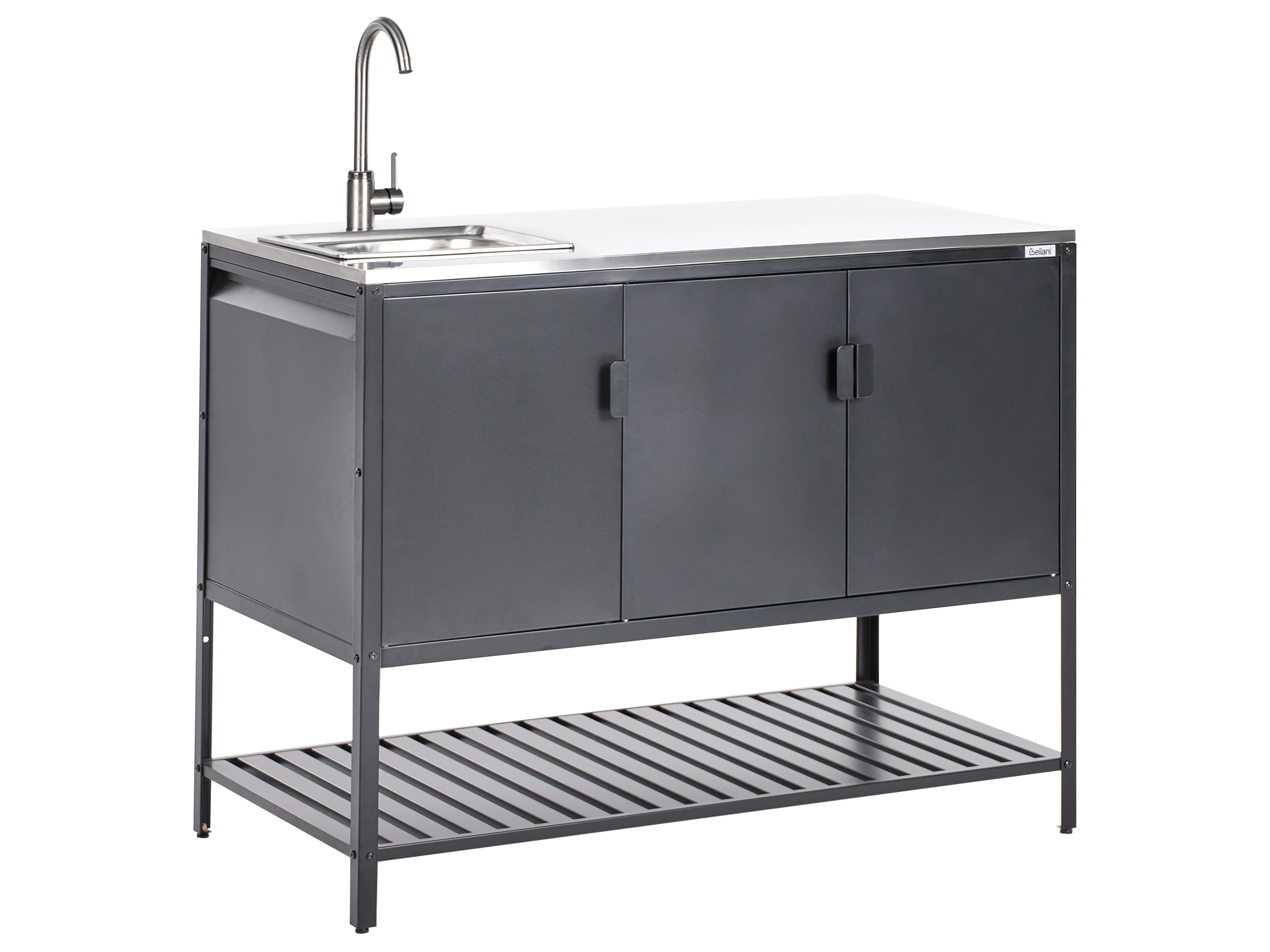 2 Piece Outdoor Kitchen Set with Sink MAENZA Metal Black | Beliani.co.uk