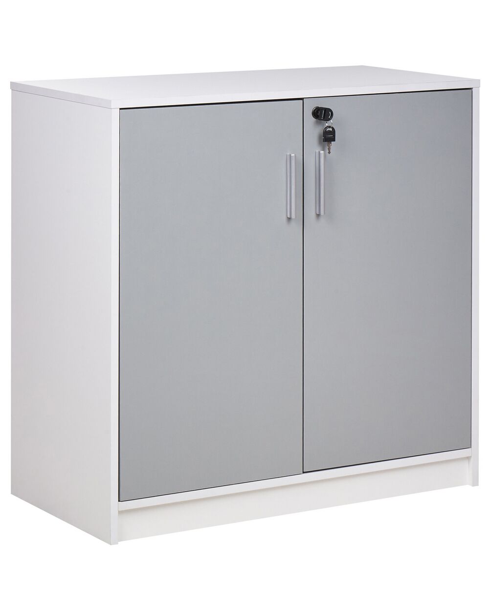 Petite armoire a 2 portes gris et blanc 80 cm ZEHNA Beliani