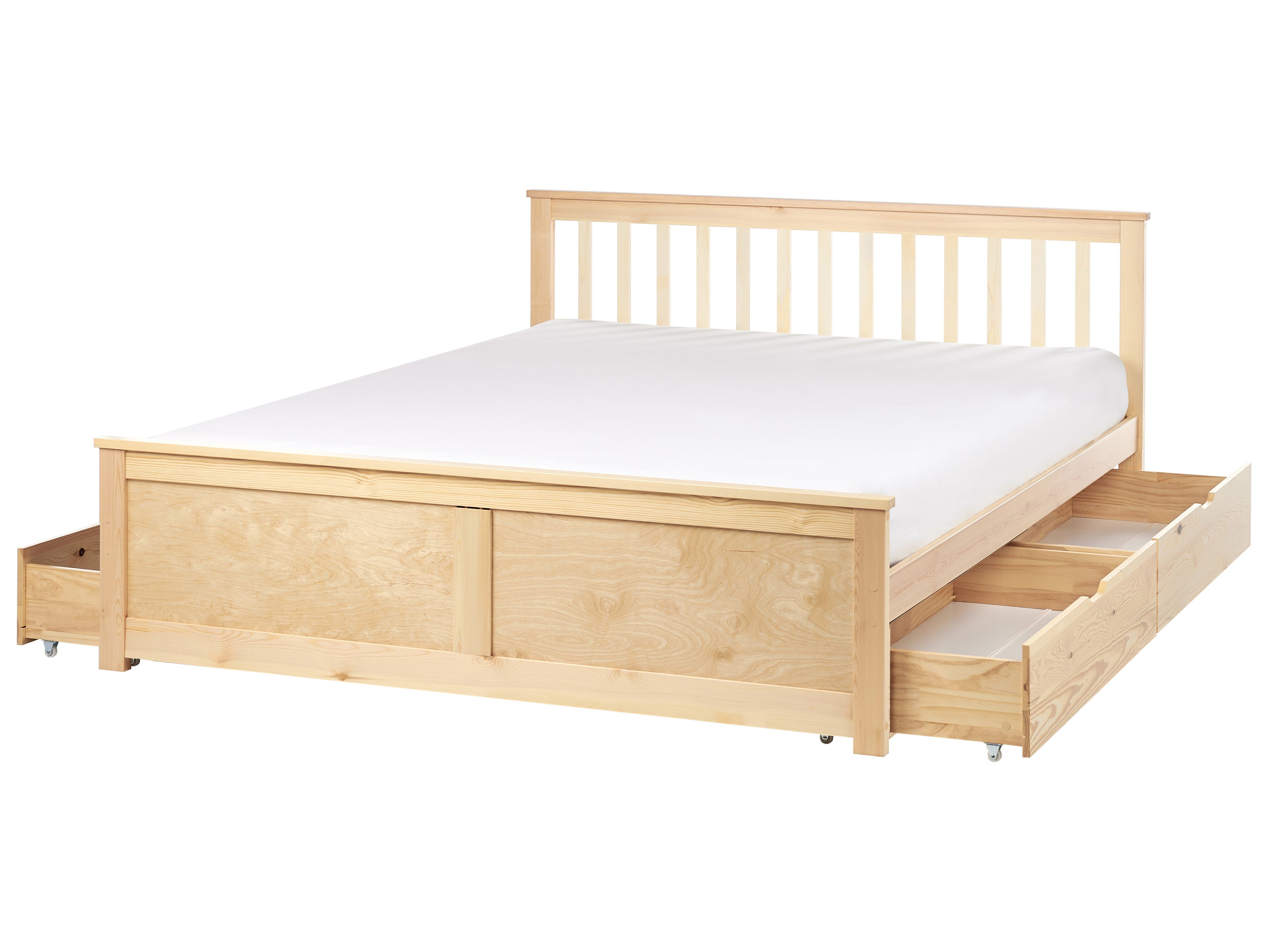 Letto con cassetti contenitori Legno di pino OLENDON 160 x 200 cm ...