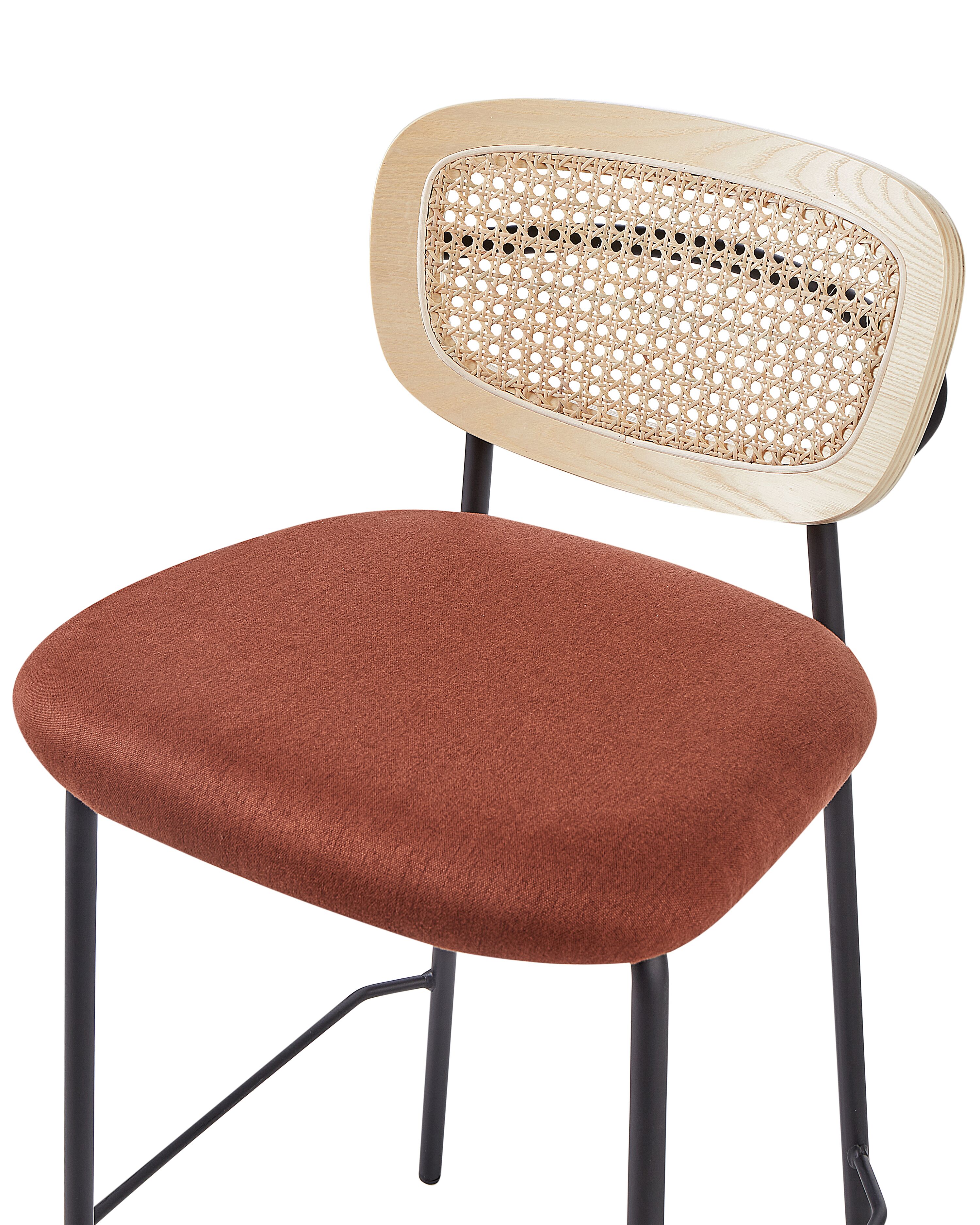 Set of 2 Bar Chairs MAYETTA Rattan Orange | Beliani.co.uk