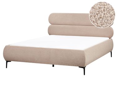 Łóżko Boucle LESSAY 160 x 200 cm Beżowoszary | Beliani.pl