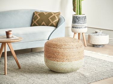 Puff 50 x 35 cm jute beige HOSRI | Beliani.se