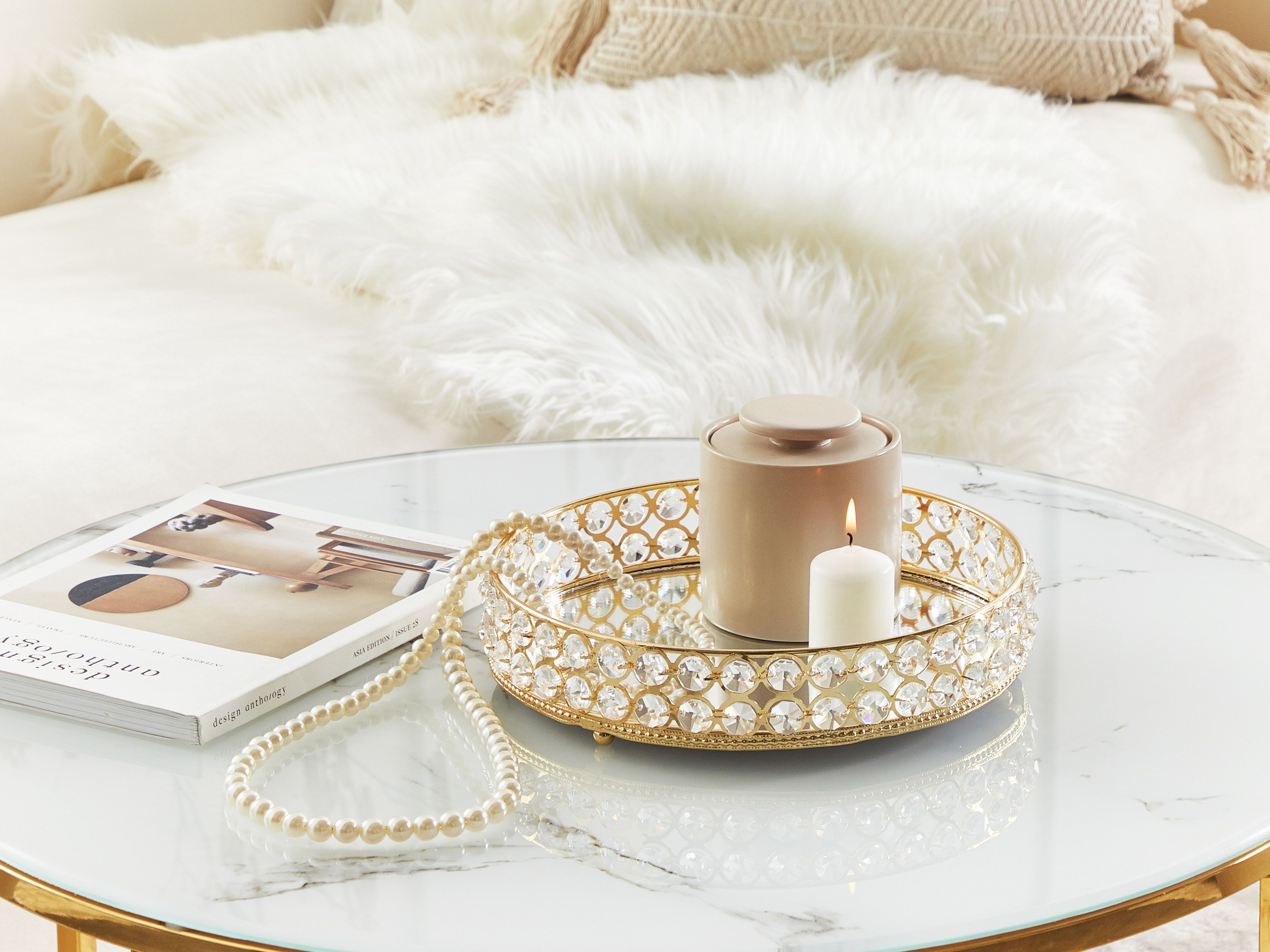 Dekorationsbricka VATAN Glas Guld | Beliani.se