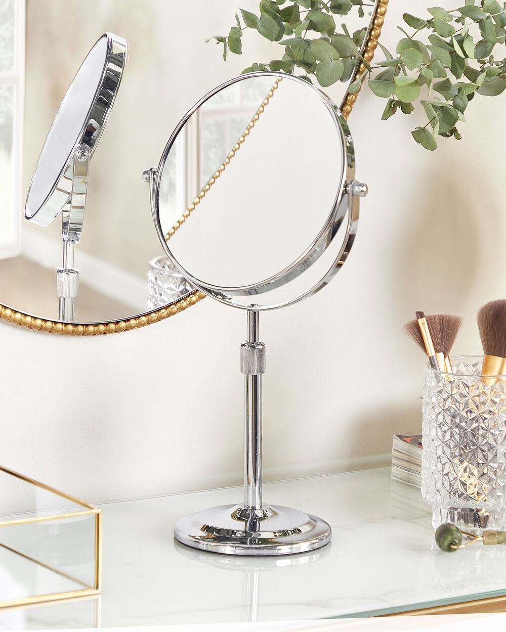 Dressing Table with Mirror and Stool VINAX LED Dark Green | Beliani.co.uk
