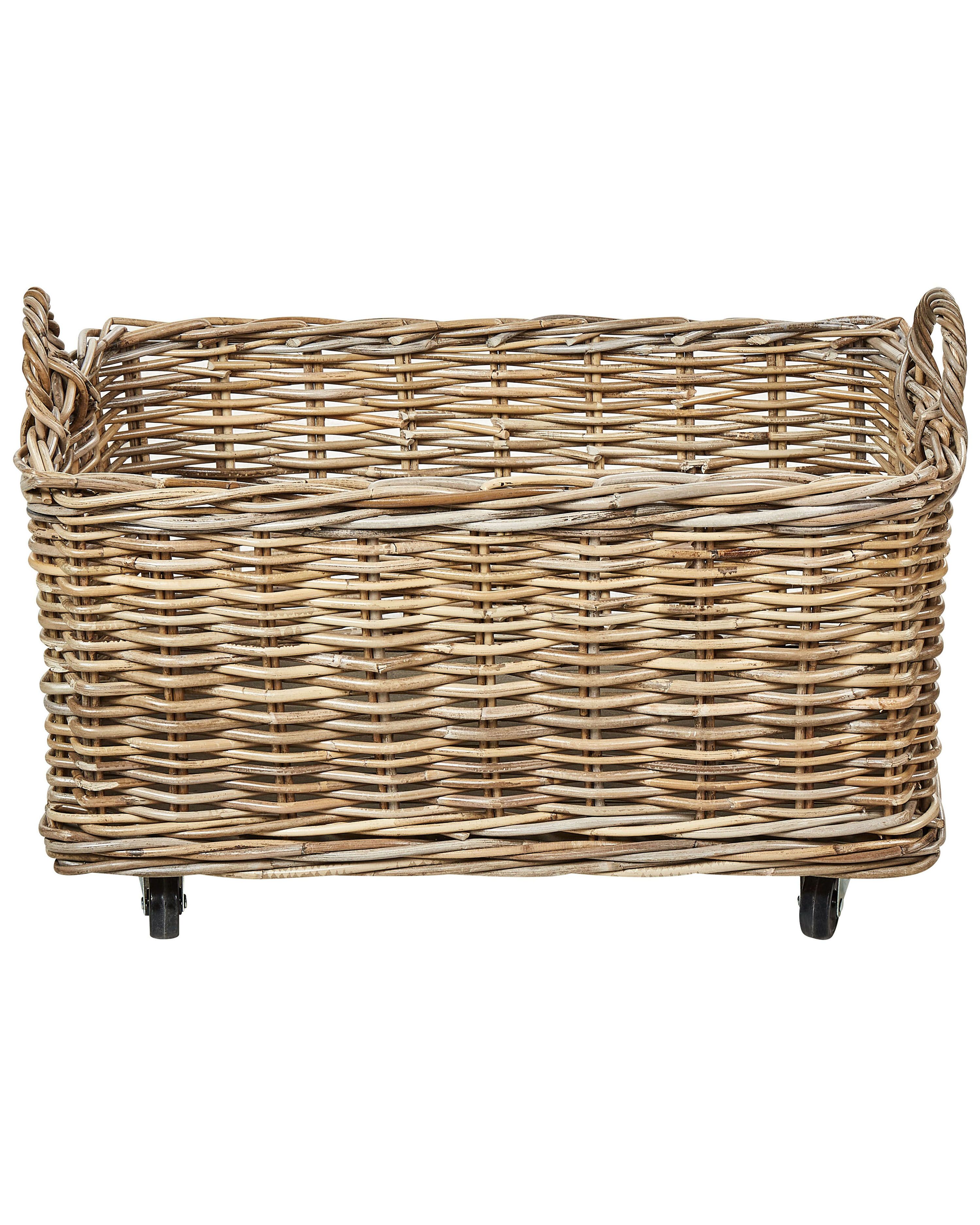 Aufbewahrungsbox mit Rollen Rattan naturfarben 2er Set KITIM | Beliani.de