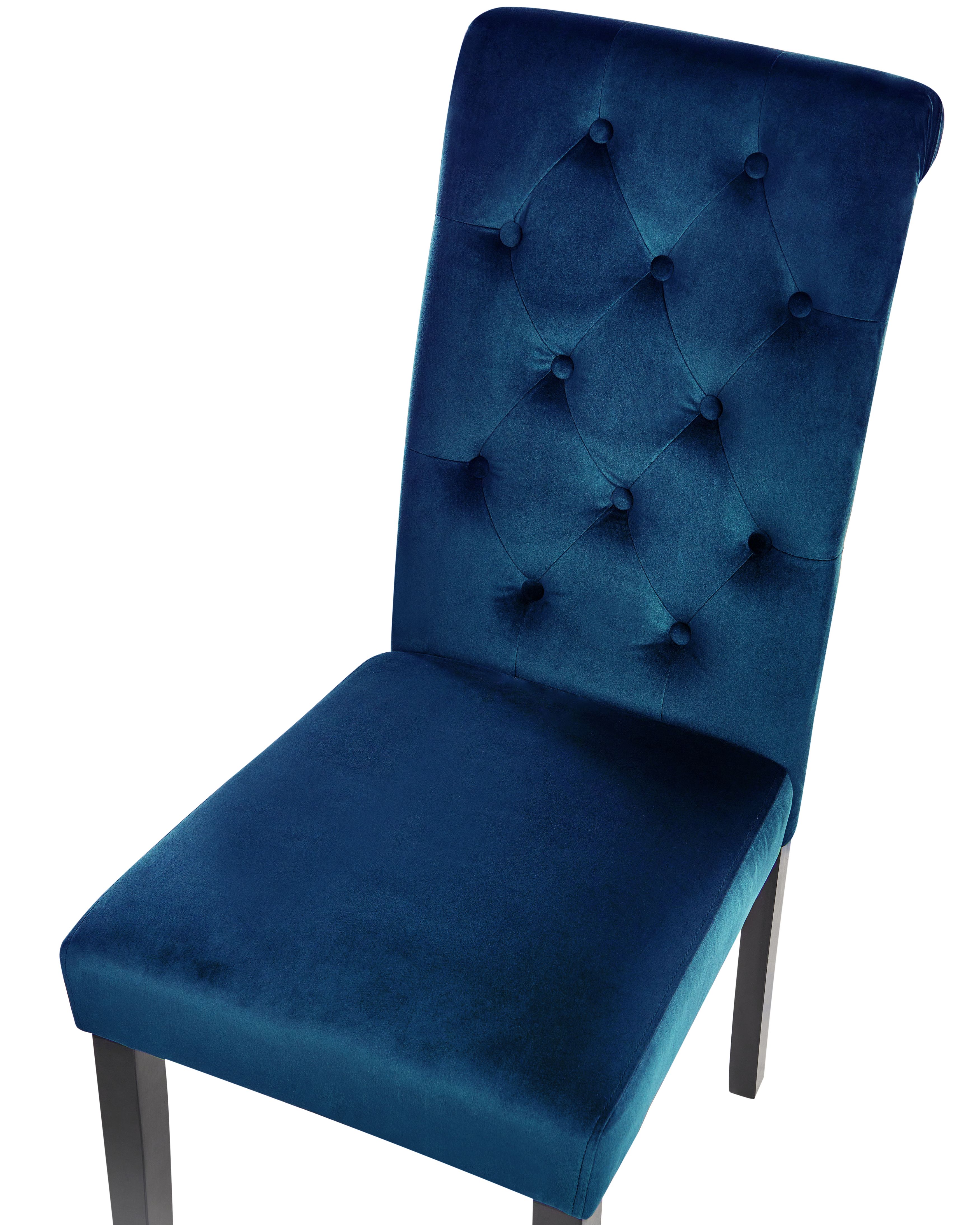 Set of 2 Dining Chairs VELVA Velvet Dark Blue | Beliani.co.uk
