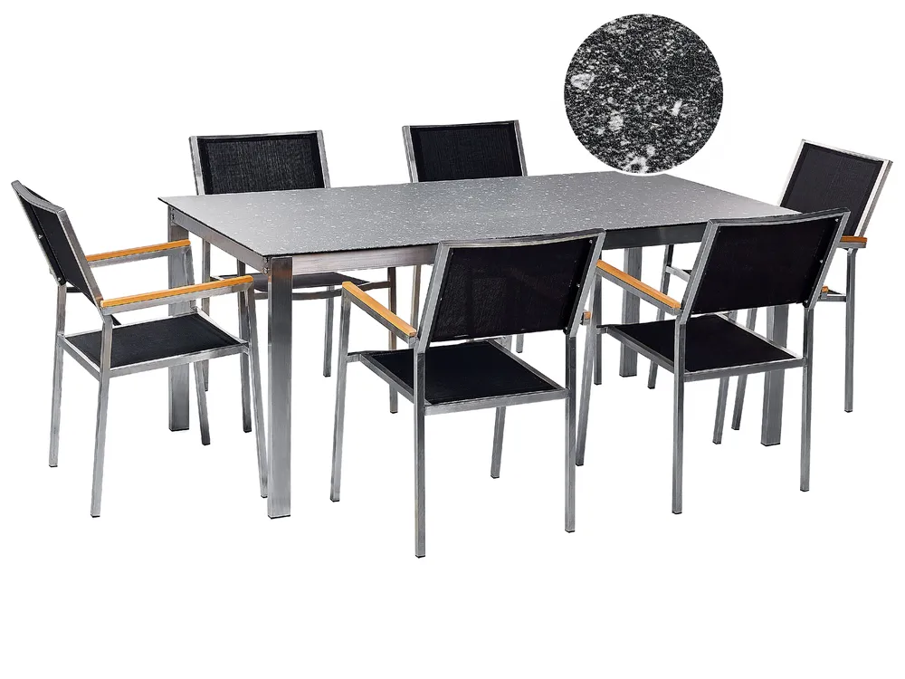 Garden Dining Set 4 Seater COSOLETO/GROSSETO Tempered Glass Granite ...