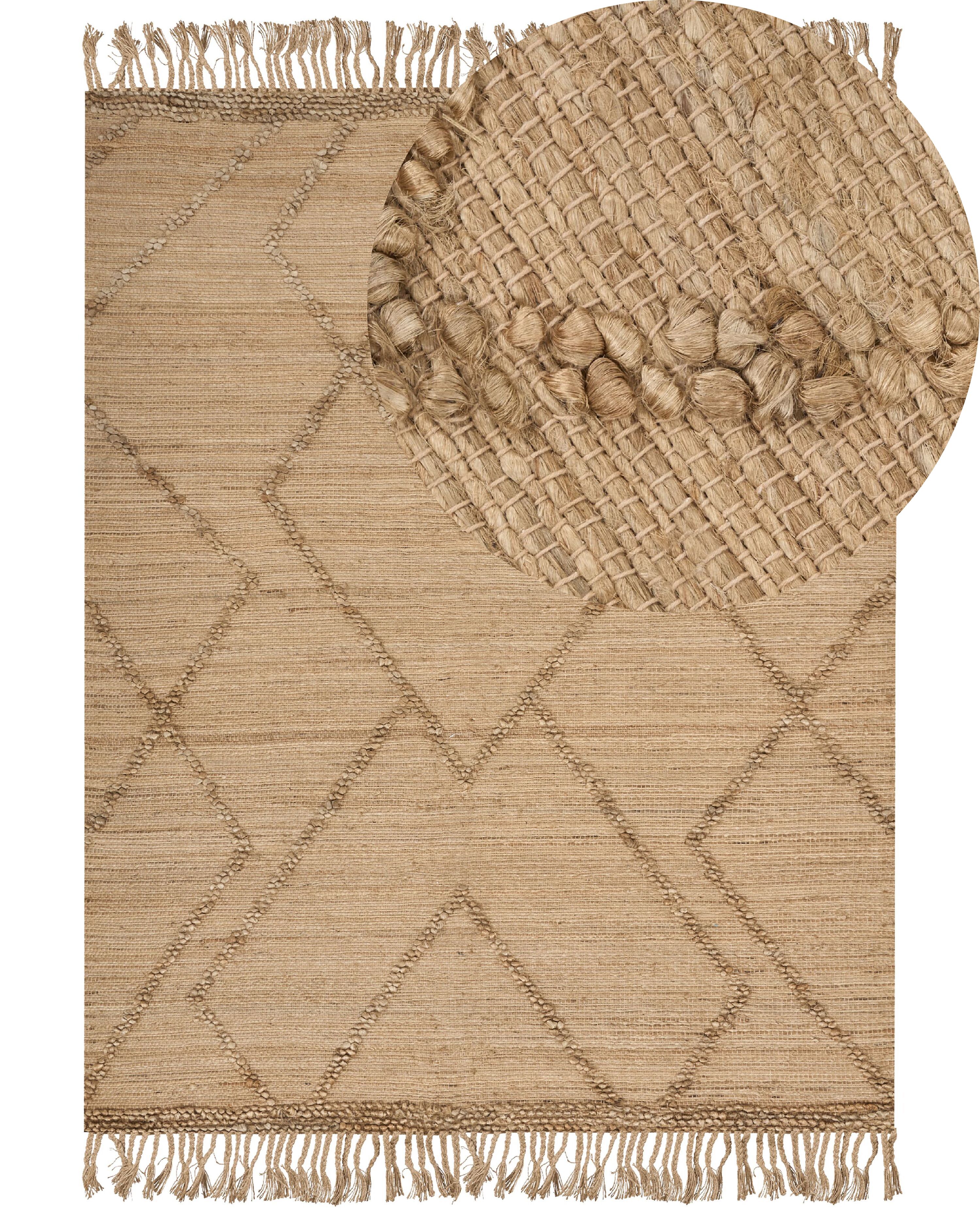 Jute Area Rug 160 x 230 cm Beige HANDERE | Beliani.co.uk