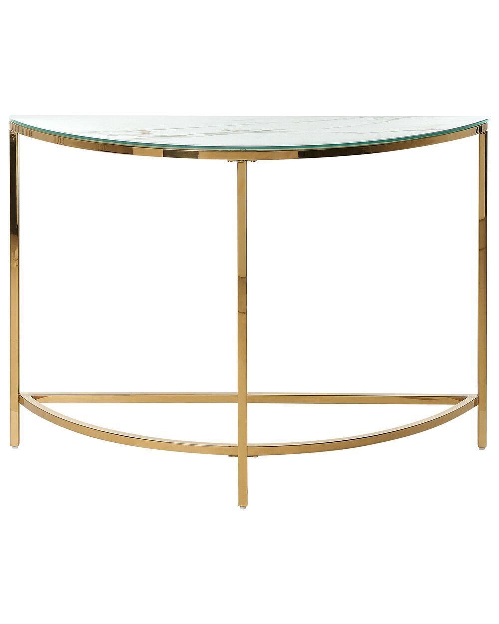 Glass Top Console Table Marble Effect White with Gold ORITA Beliani.at