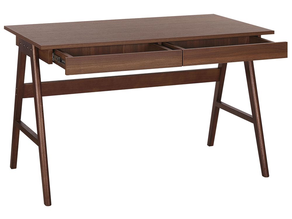 2 Drawer Home Office Desk 120 x 70 cm Dark Wood SHESLAY Beliani