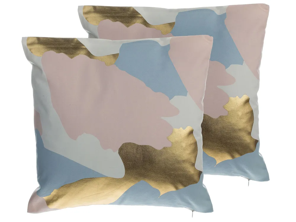 Set of 2 Decorative Cushions IXIA Cotton 45 x 45 cm Pink Abstract ...