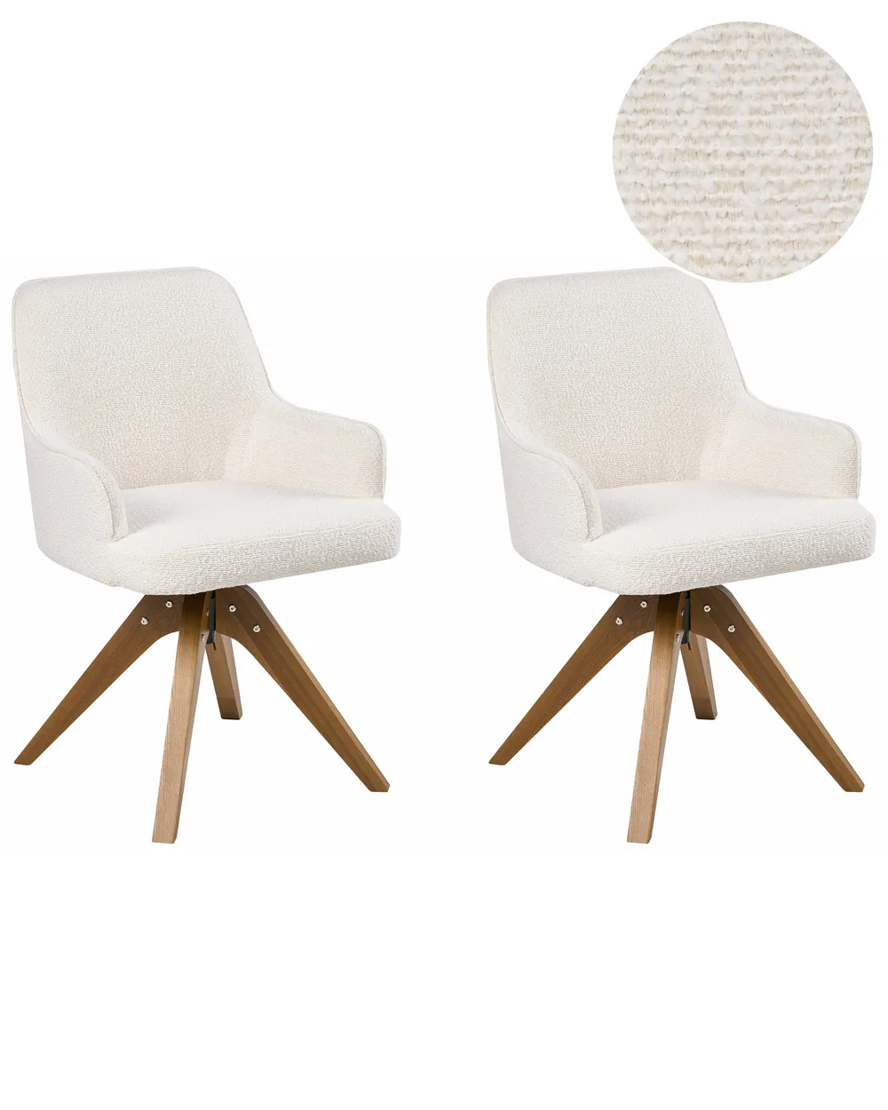 Set of 2 Dining Chairs Swivel SYLVANIA Boucle Off-White | Beliani.se