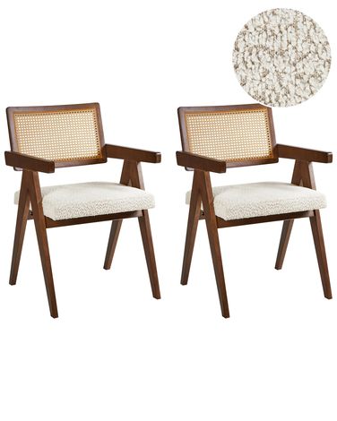 Set of 2 Dining Chairs AVA Wood Dark Brown/ Beige | Beliani.co.uk