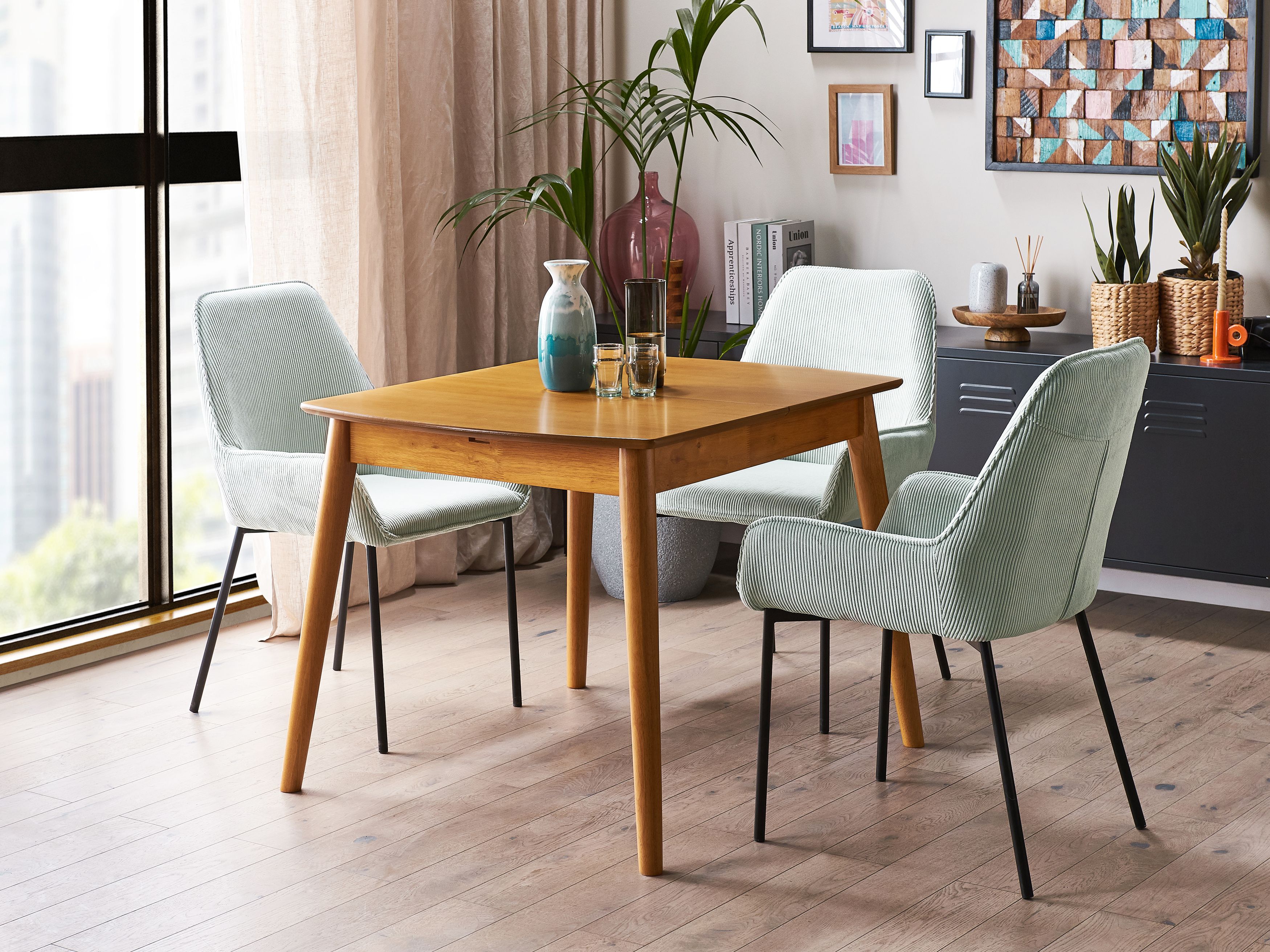 Extending Dining Table 100/130 x 80 cm Light Wood TOMS | Beliani.co.uk