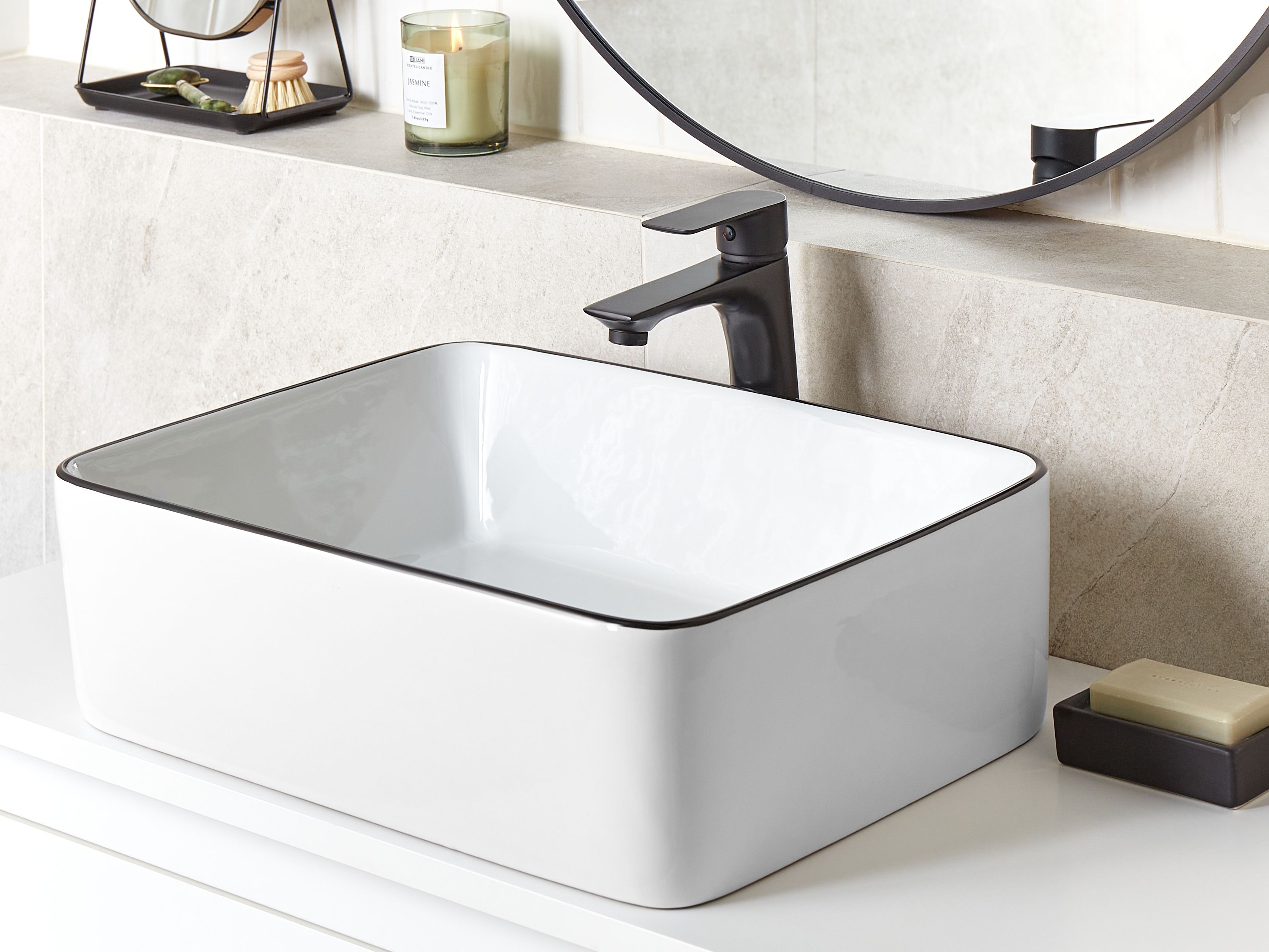 Countertop Basin 490 x 380 mm White XERT | Beliani.co.uk