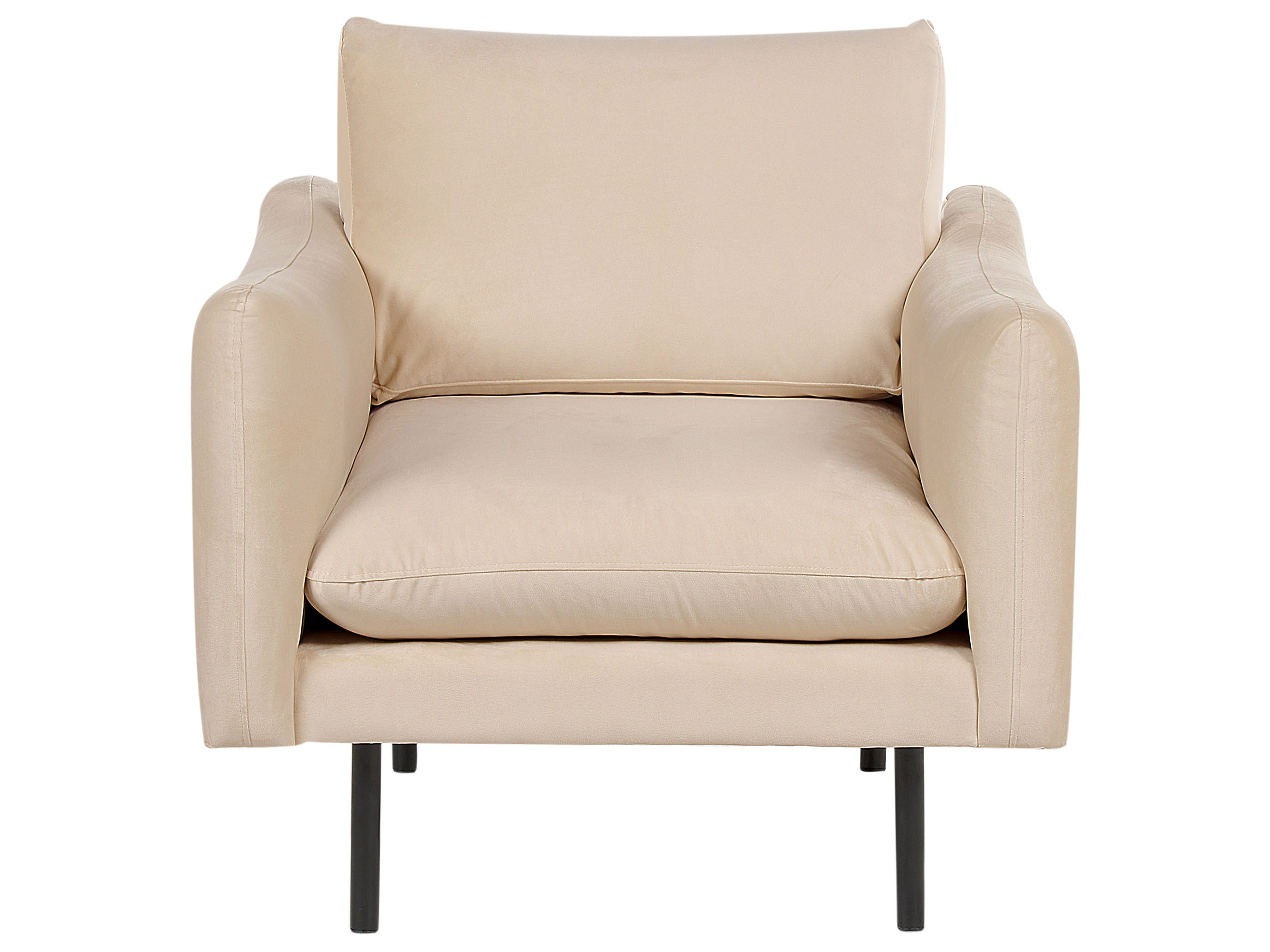 Soffgrupp med fotpall sammet beige VINTERBRO | Beliani.se