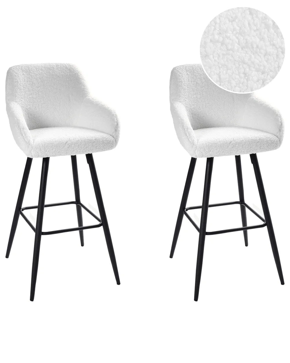 Sett med 2 barstoler SANILAC Bouclé Off white | Beliani.no
