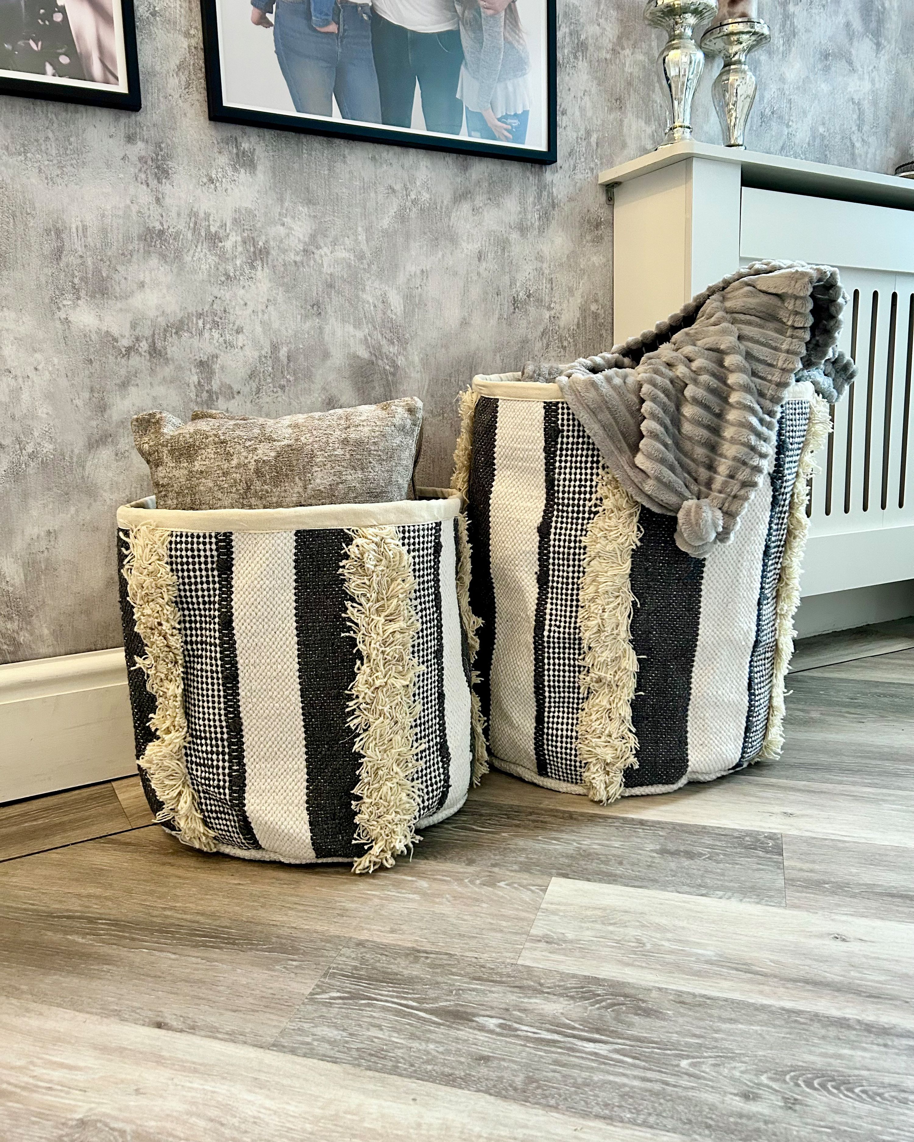 Set of 2 Baskets KOTKAI Cotton Grey | Beliani.co.uk