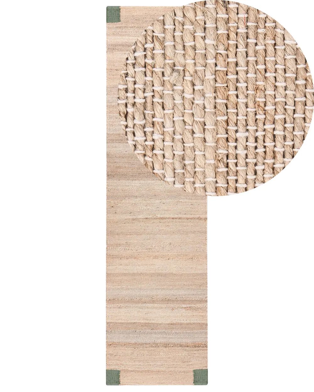 Vloerkleed AMRAVATI Beige/Groen 80 x 300 cm Jute | Beliani.nl