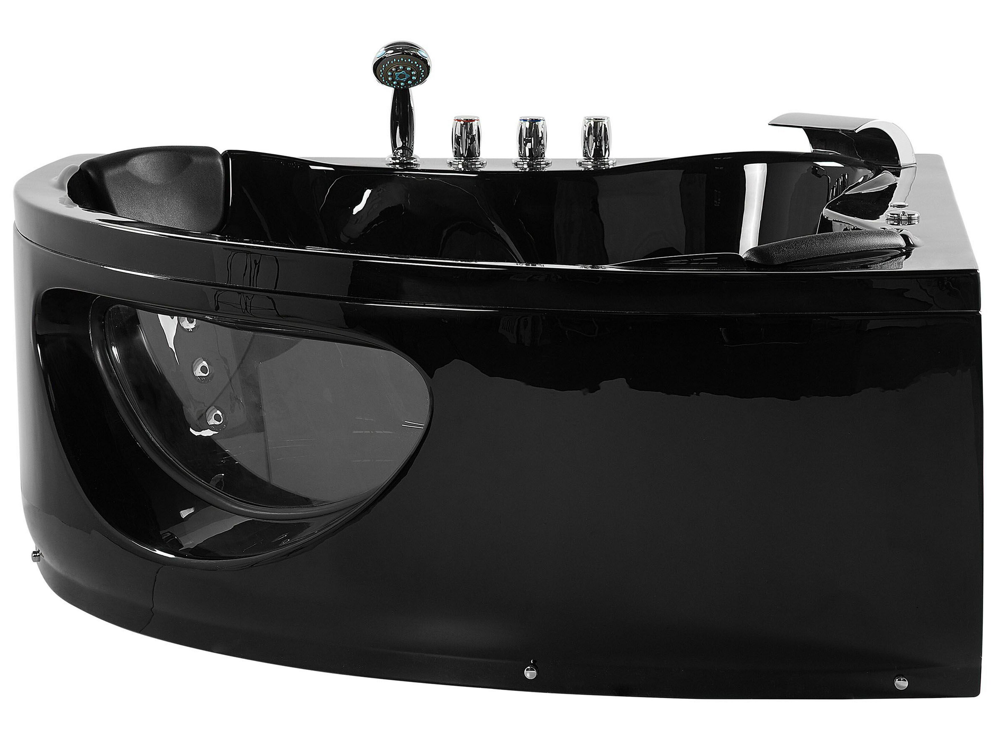 Corner Hot Tub with LED TOCOA 2050 x 1460 mm Black | Beliani.co.uk